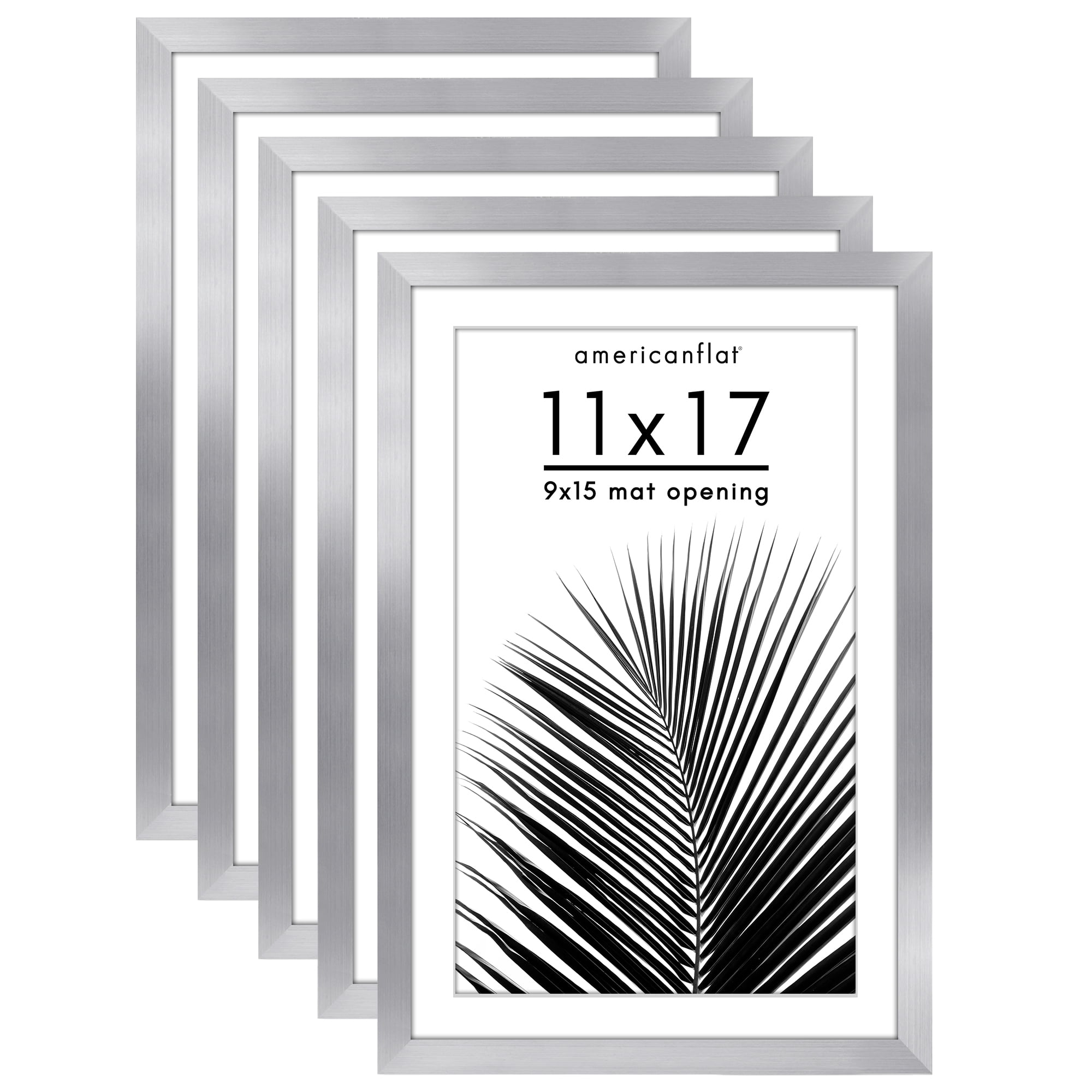 Americanflat 5 Pack 11x17 Picture Frames with 9x15 Mat - Plexiglass ...