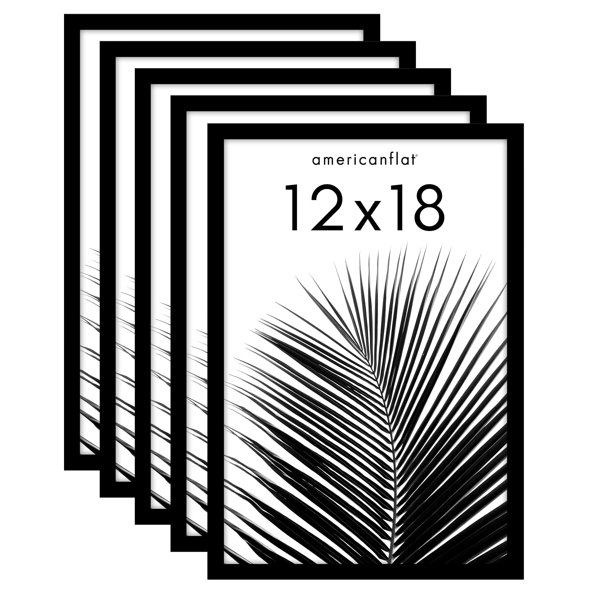 Americanflat 5 Pack 12x18 Picture Frames - Plexiglass Cover - Black ...