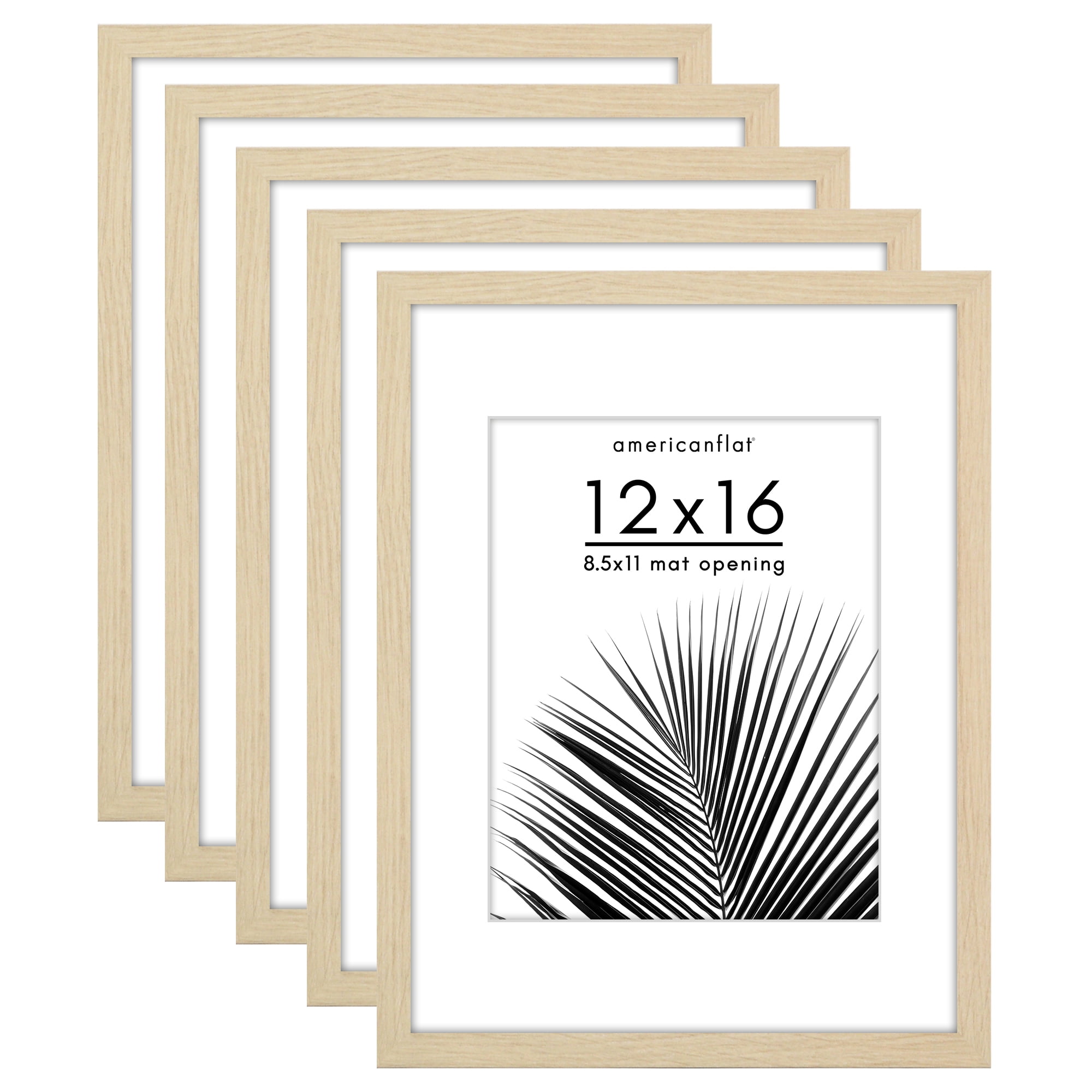Free Shipping! Americanflat 5 Pack 12x16 Natural Oak Frames with 8.5x11 ...