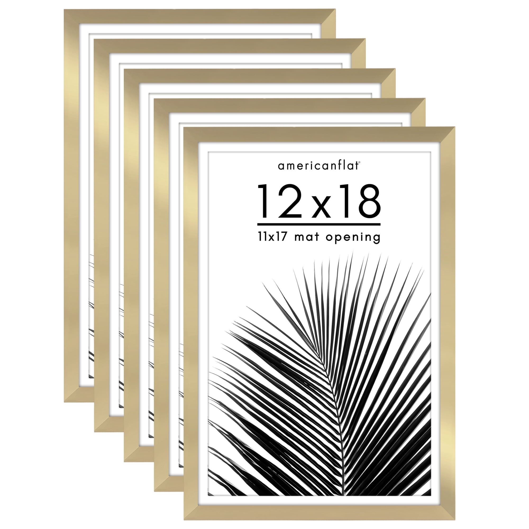 Americanflat 5 Pack of 12x18 Frames - Gold - Plexiglass - Walmart.com
