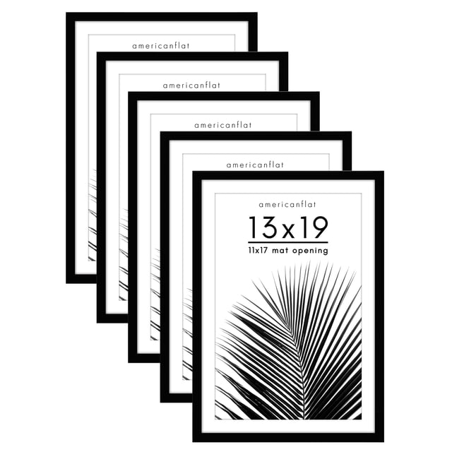 Americanflat 5 Pack of 13x19 Frames with 11x17 Mat - Plexiglass Cover ...