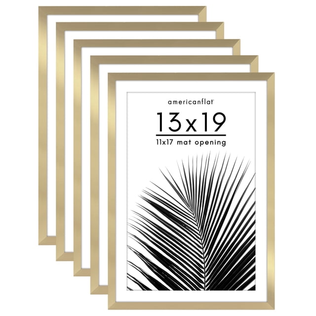 Americanflat 5 Pack of 13x19 Frames with 11x17 Mat - Plexiglass Cover ...