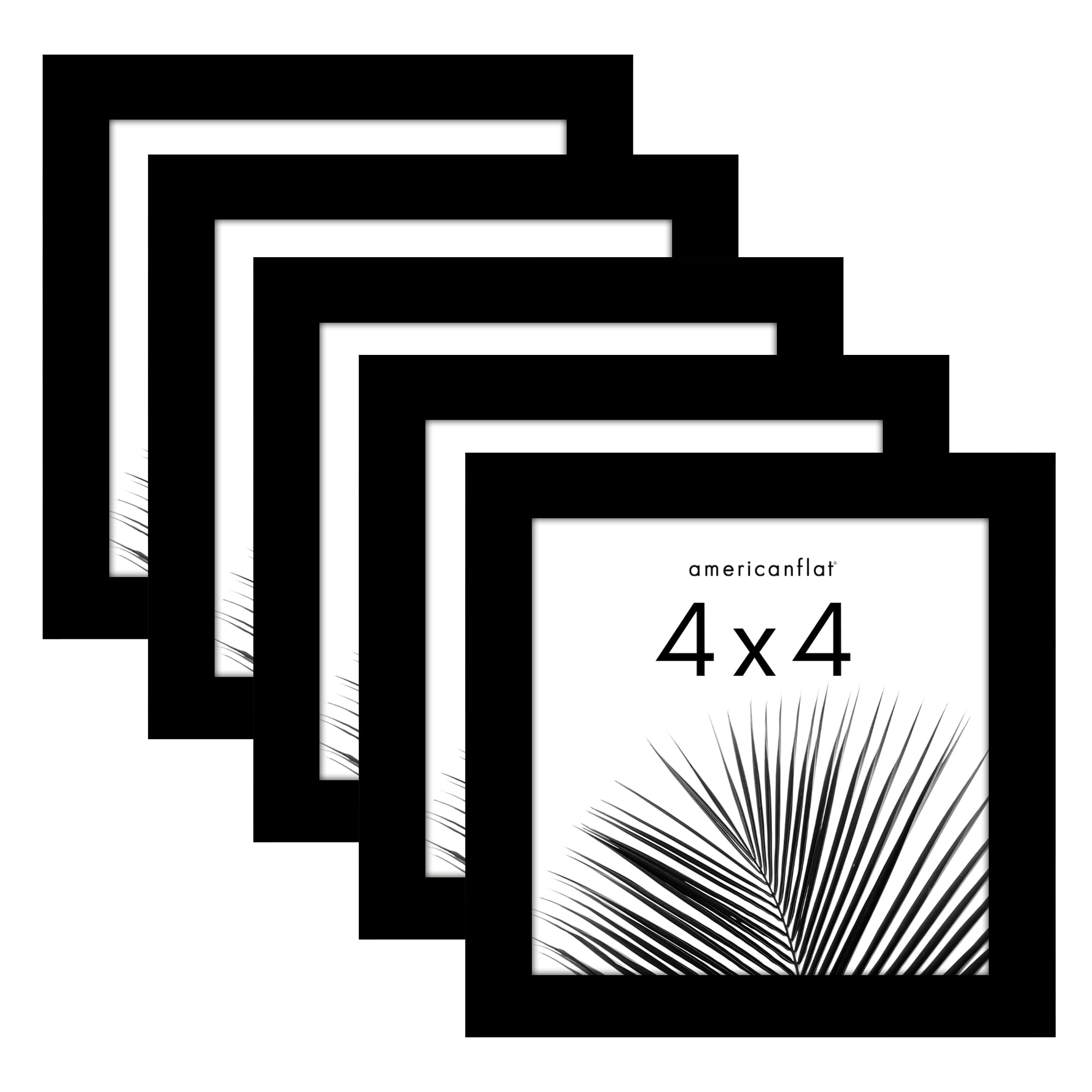 Americanflat 5 Pack 4x4 Picture Frames with Plexiglass Cover for Wall ...