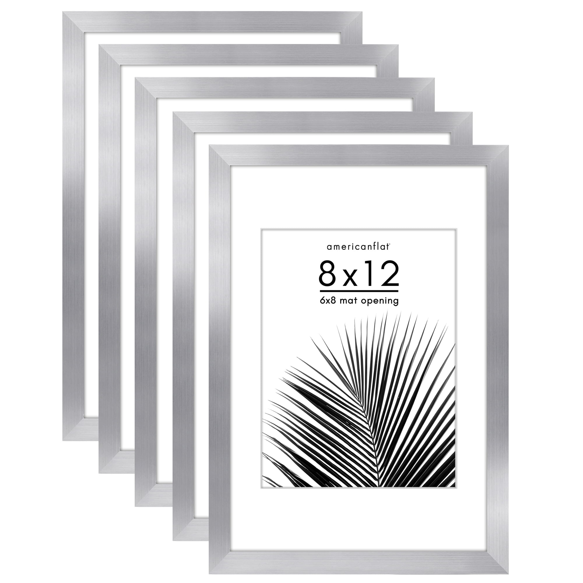 Americanflat 8x12 Picture Frame with Polished Plexiglass with 6x8 Mat 5 ...