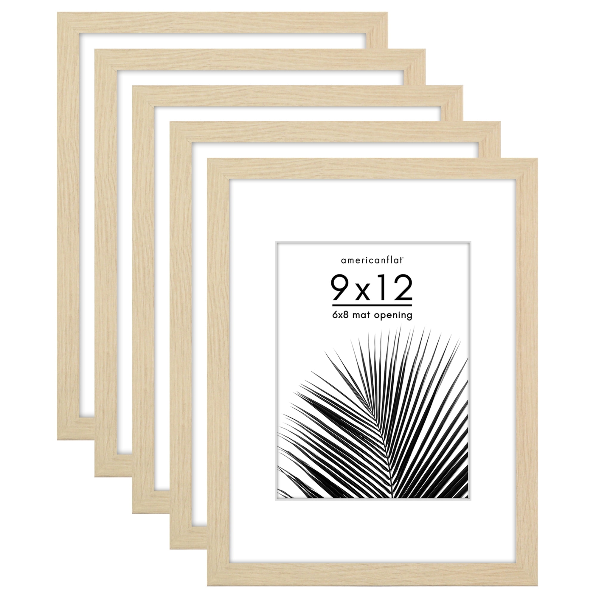 Americanflat 5 Pack 9x12 Frames - Natural Oak - Walmart.com