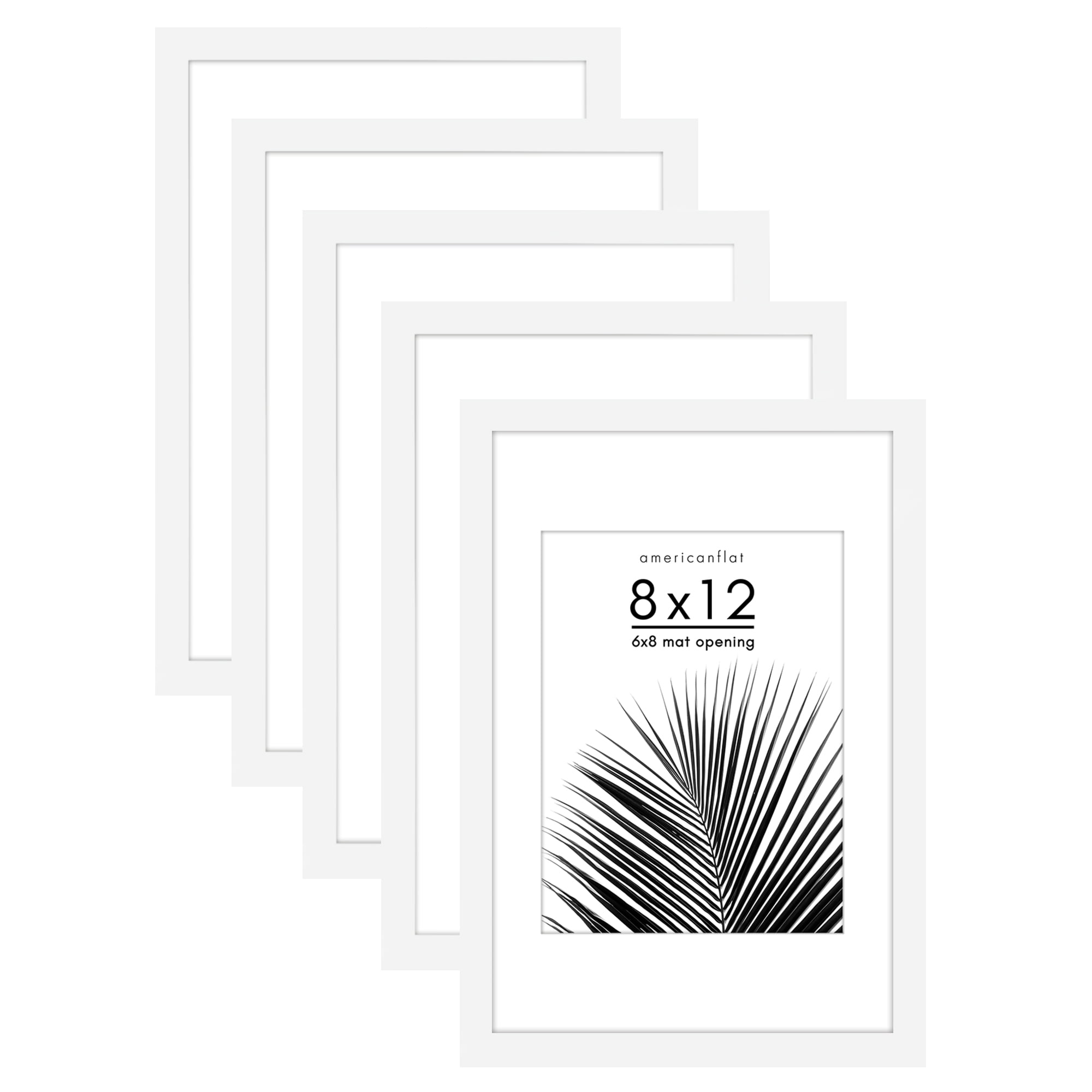 Americanflat 5 Pack of Picture Frames with Mat - Plexiglass Cover 8" x ...