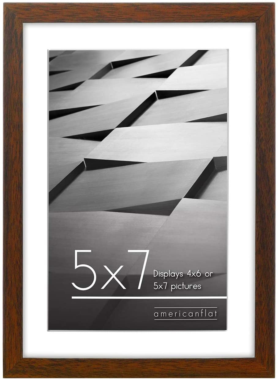 Americanflat 5x7 Picture Frame in Plastic Walnut - Displays 4x6 With ...