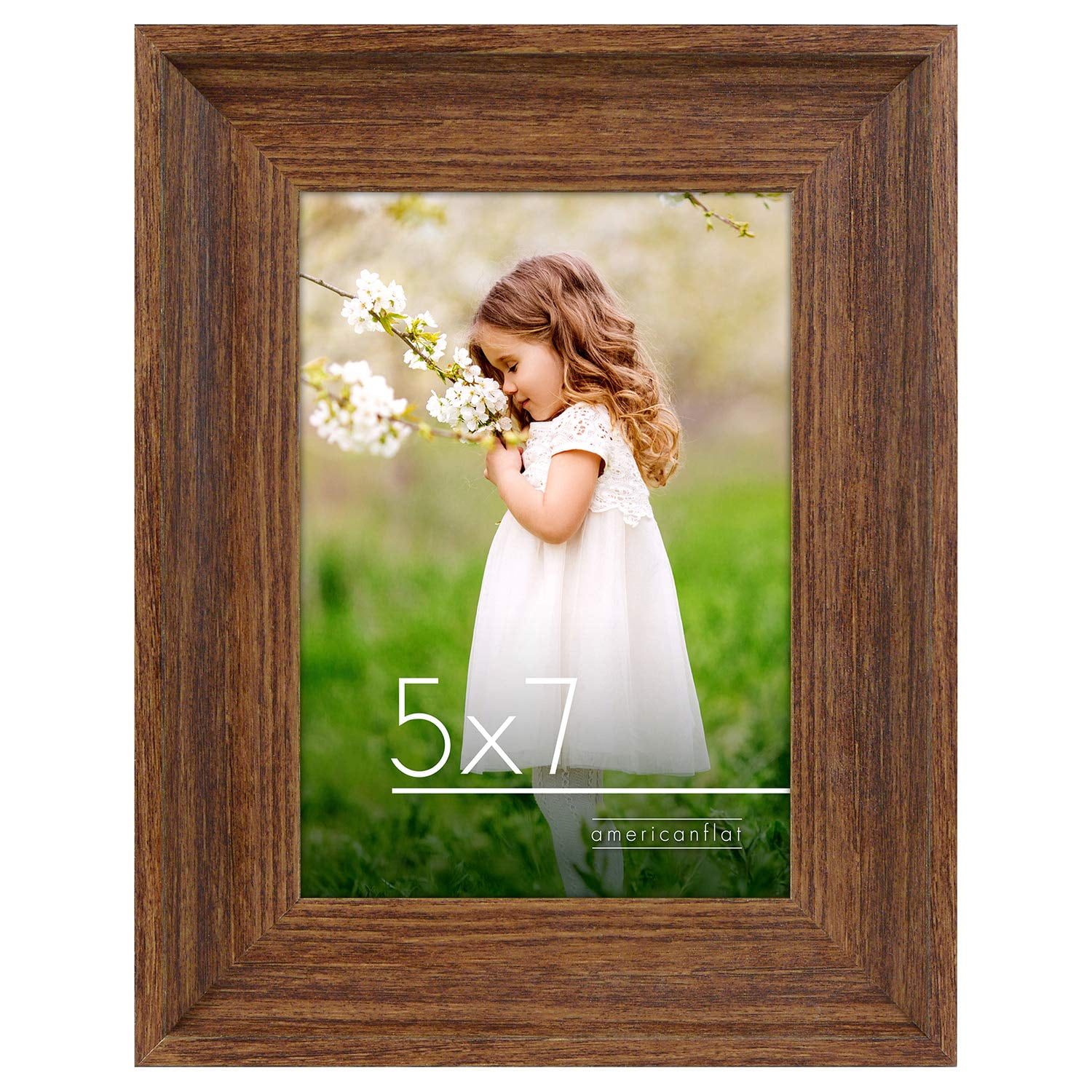 Americanflat 5x7 Rustic Picture Frame in Walnut Brown with Polished ...