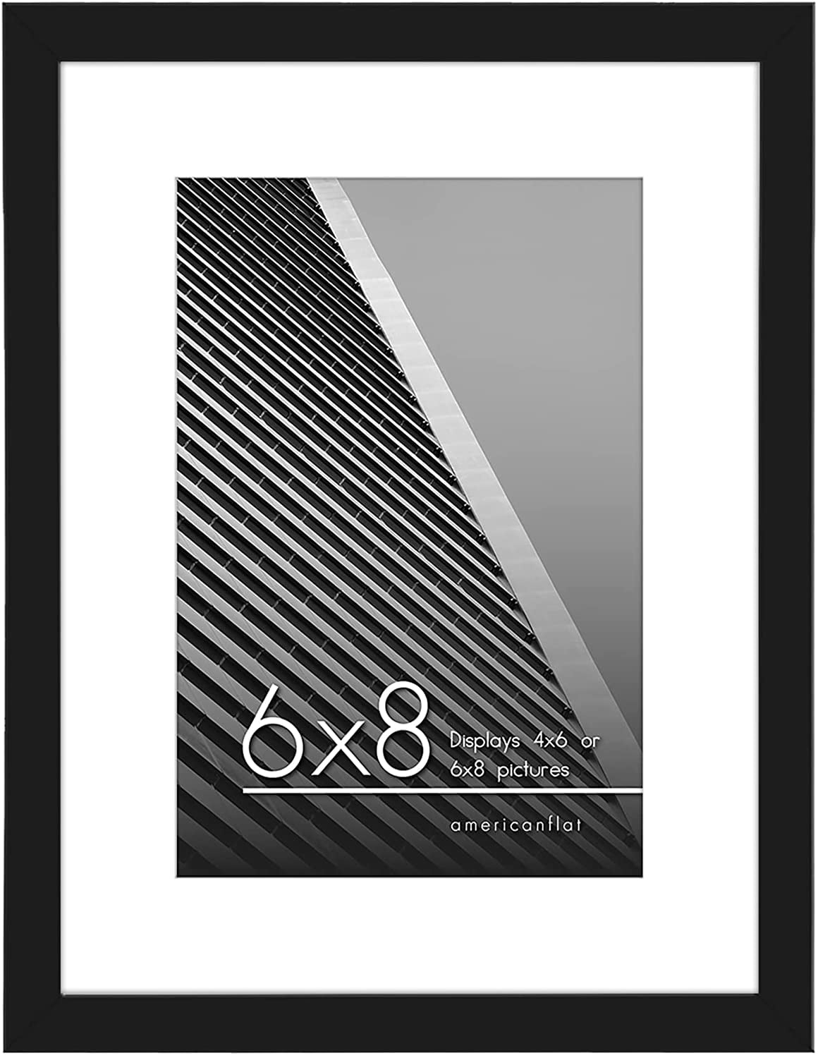 Americanflat 6x8 Picture Frame with Mat for 4x6, Plastic and shatter ...