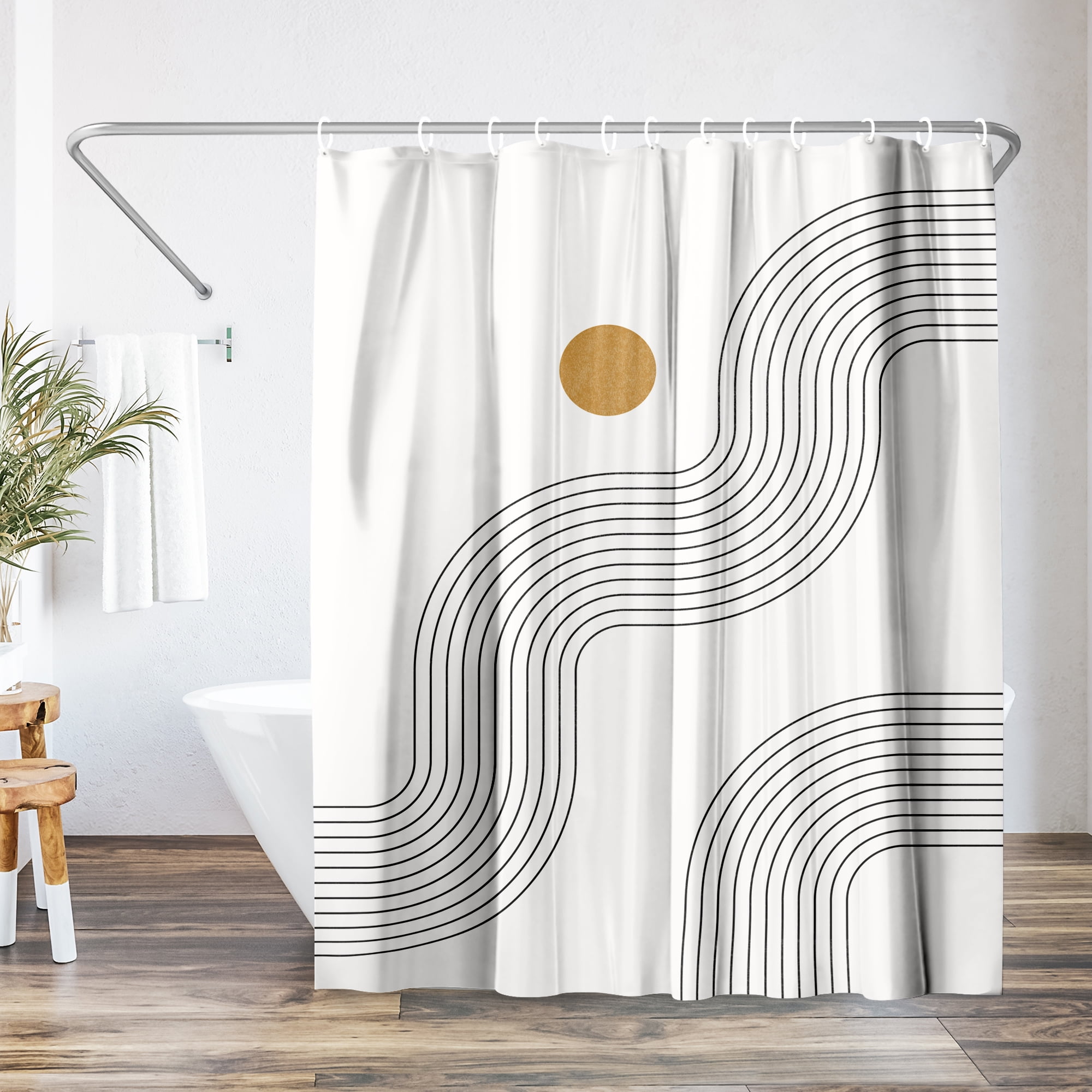 Americanflat 71 x 74 Mildew-Resistant Polyester Shower Curtain Boho Geometric Lines - Walmart.com