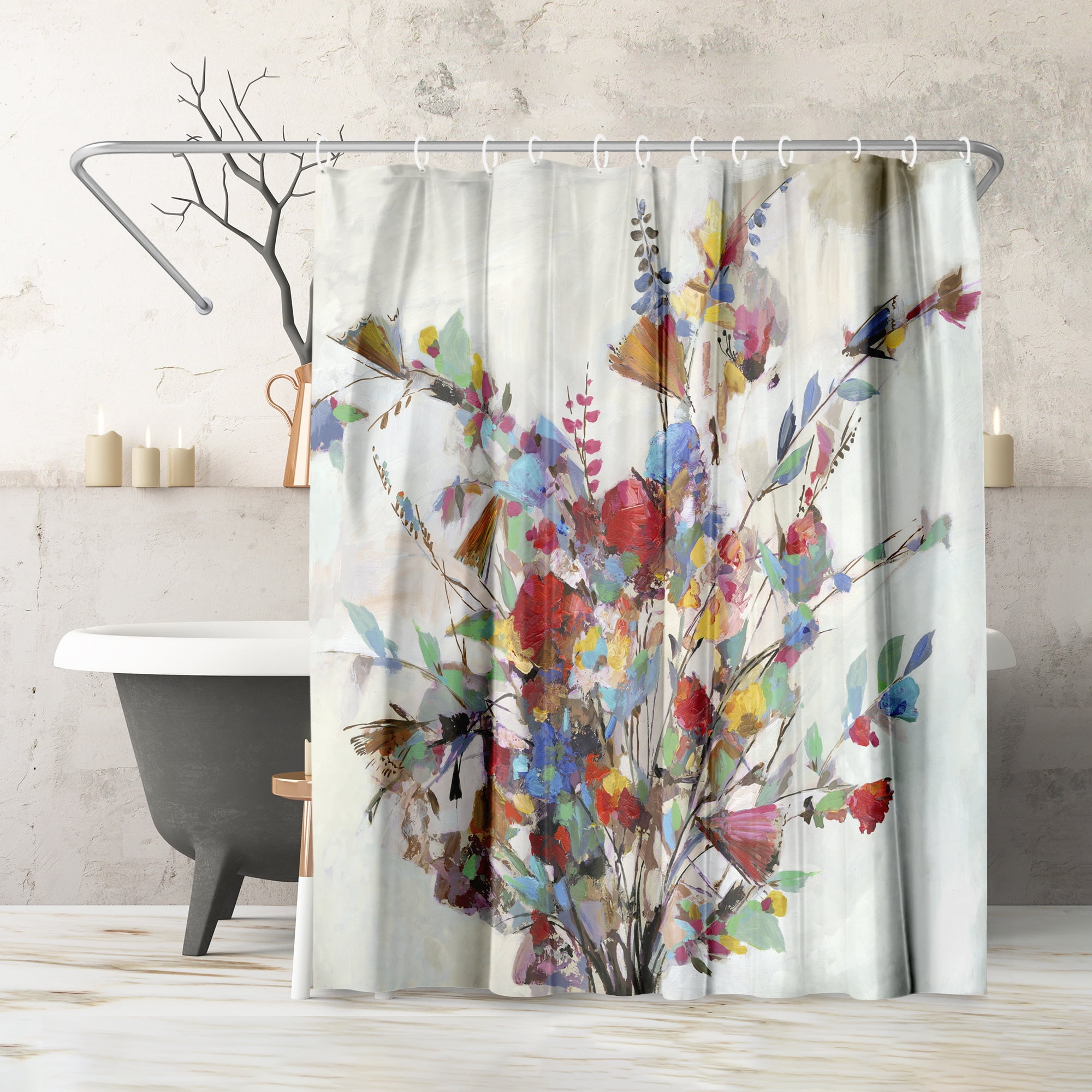 Americanflat 71" x 74" Shower Curtain, Spring Bouquet by PI Creative ...