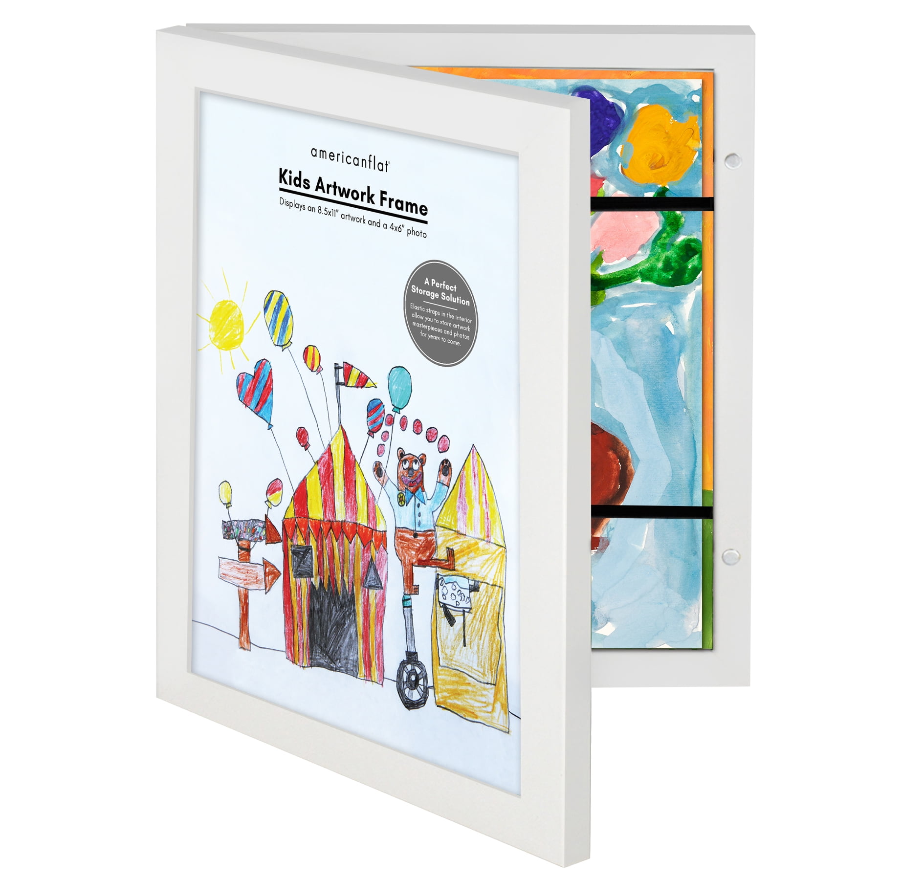 Americanflat 8.5x11 Kids Art Frame Holds 100 Artworks Front Loading ...
