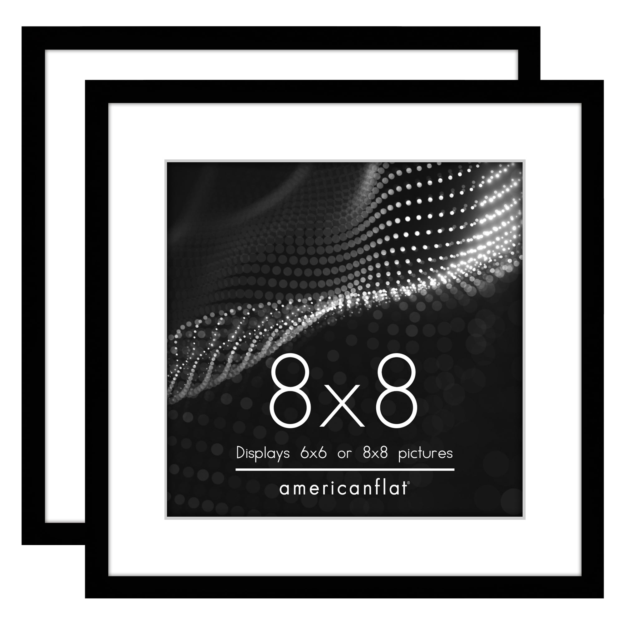 Americanflat 8x8 Picture Frame Set with 6x6 Mat - Shatter-Resistant ...