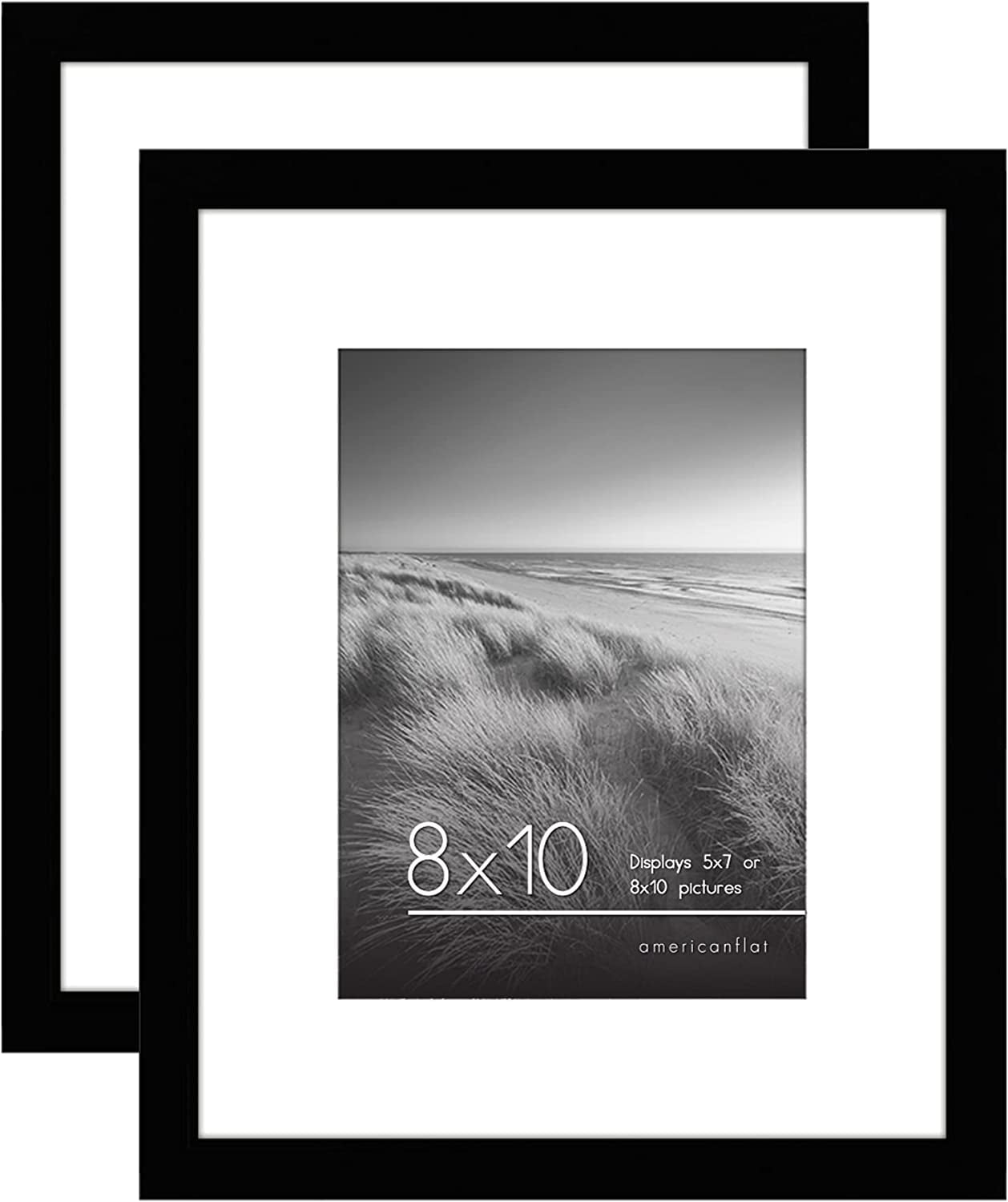 Americanflat 8x10 Picture Frame in Black with 5x7 Mat - Set of 2 Frames ...