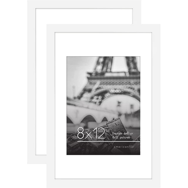 Free Shipping! Americanflat 8x12 White Picture Frames with 6x8 Mat ...