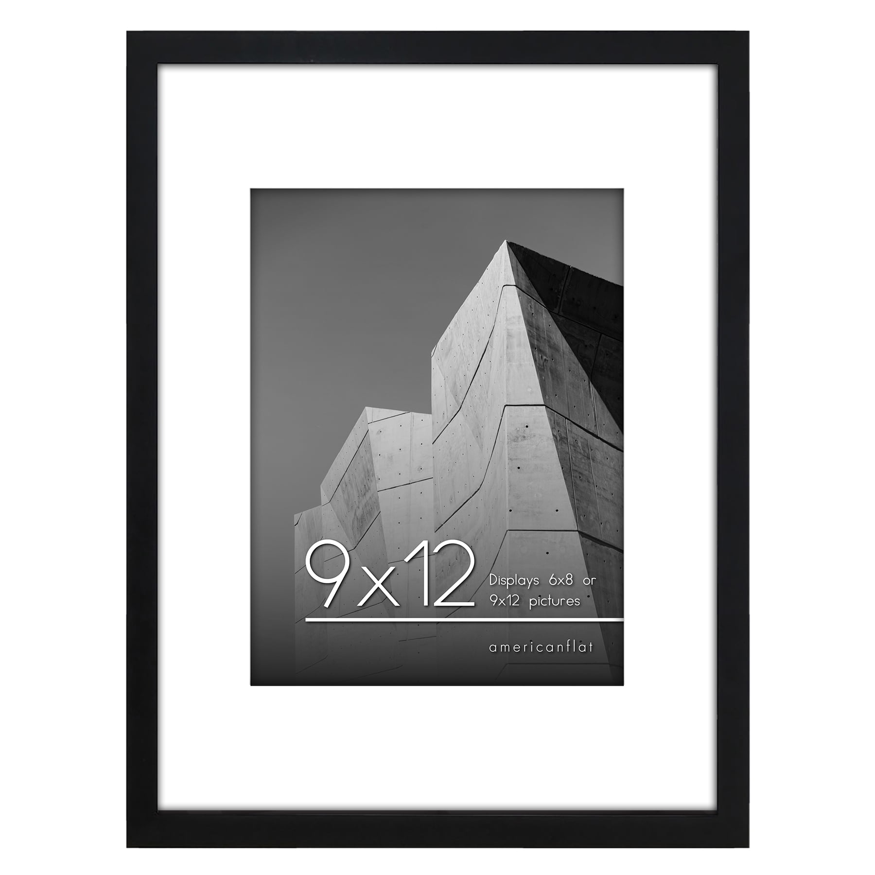 Americanflat Black Picture Frame 9x12 - Displays 6x8 With Mat - Gallery ...