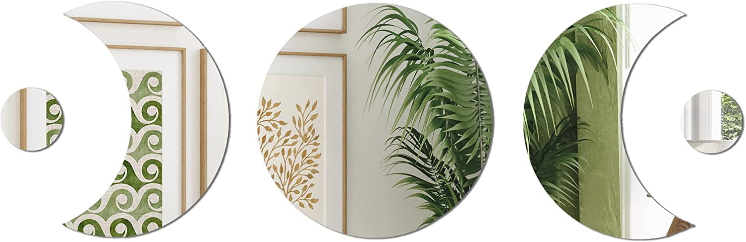 Americanflat Adhesive Mirror Tiles - Moon Phase Design - Peel and Stick ...