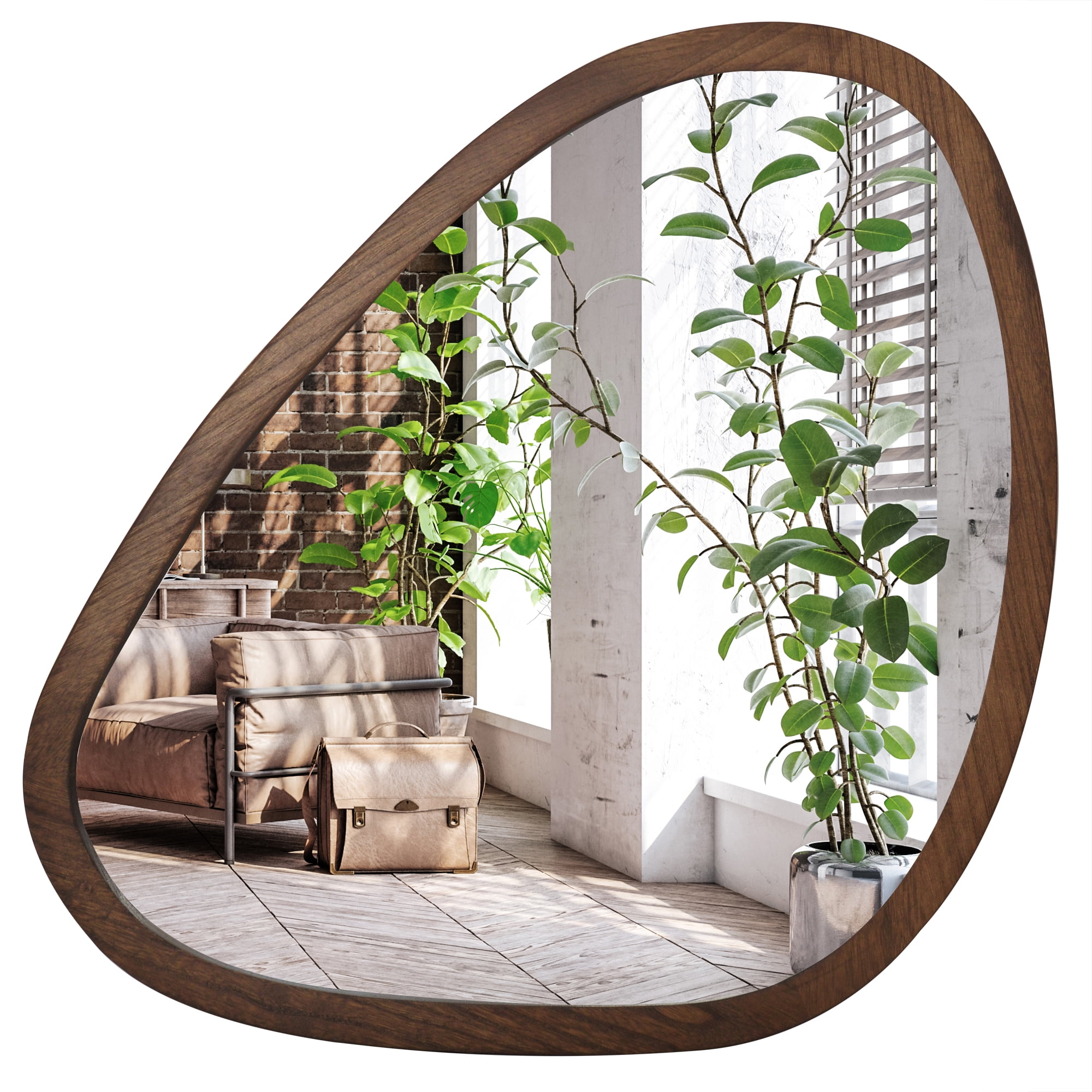 Americanflat Asymmetrical Mirror in Brown Sycamore - 24x24 Irregular ...