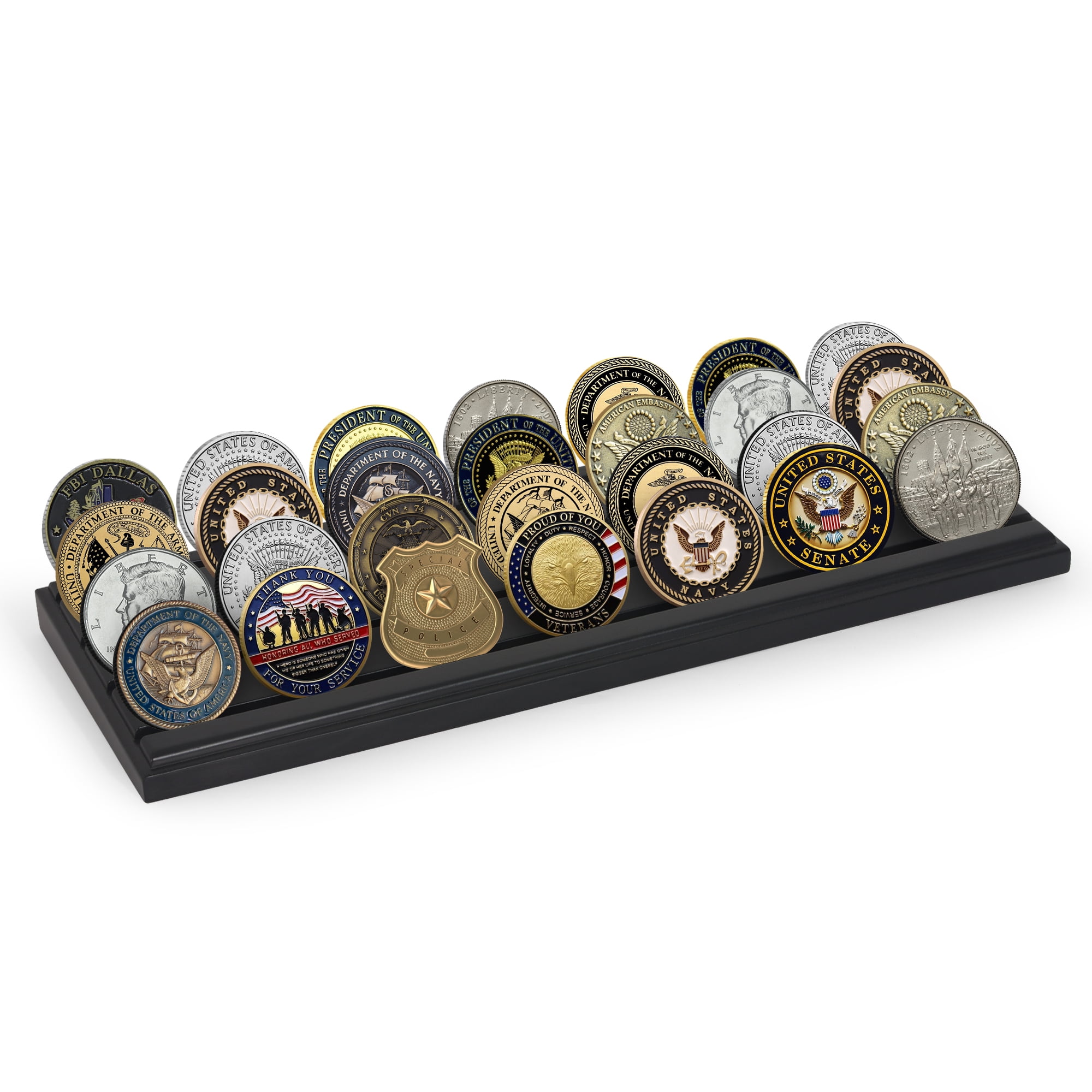 Americanflat Challenge Coin Display with 4 Rows in Black - Military ...