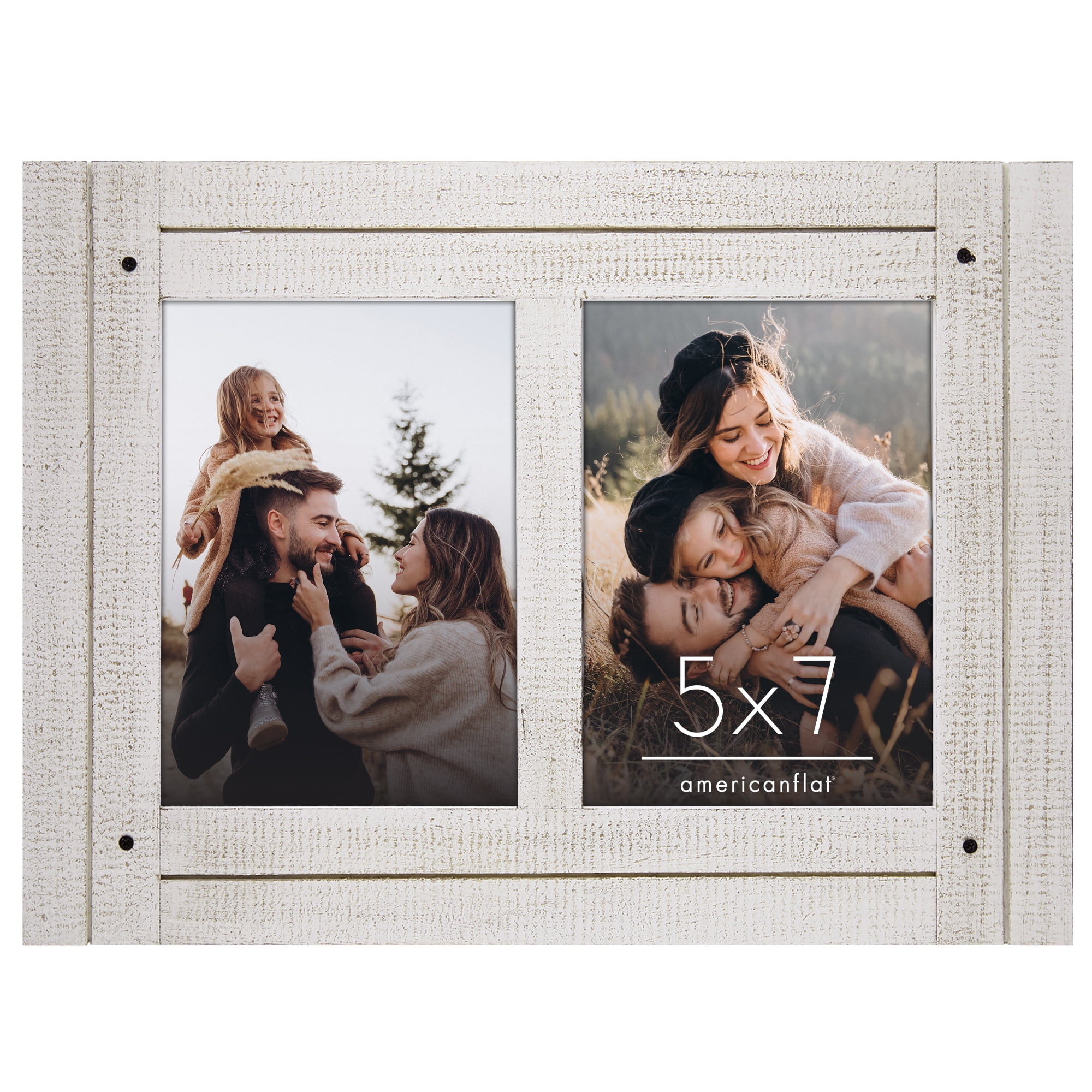 Americanflat Dual Rustic Photo Frame - 5" x 7" - Aspen White - Walmart.com