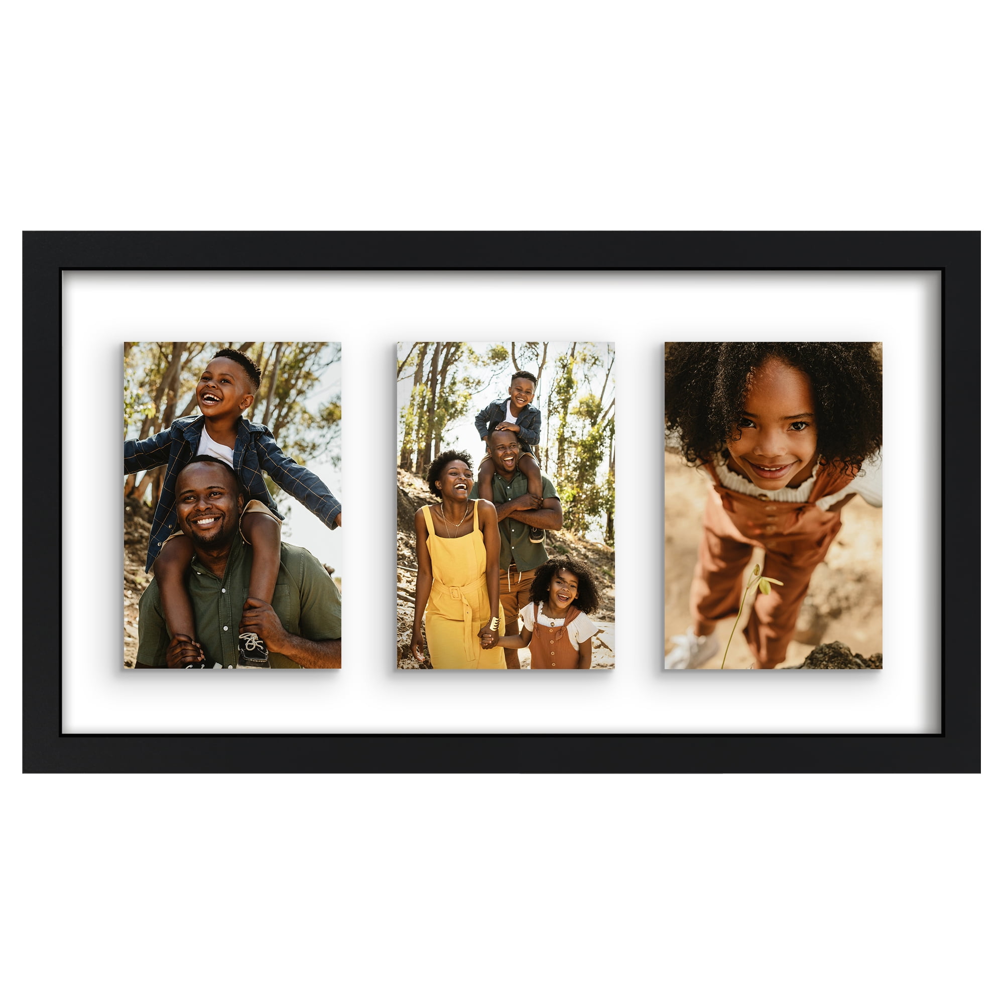 Americanflat Floating Collage Frame - Display Three 4x6 Photos - 9x17 ...