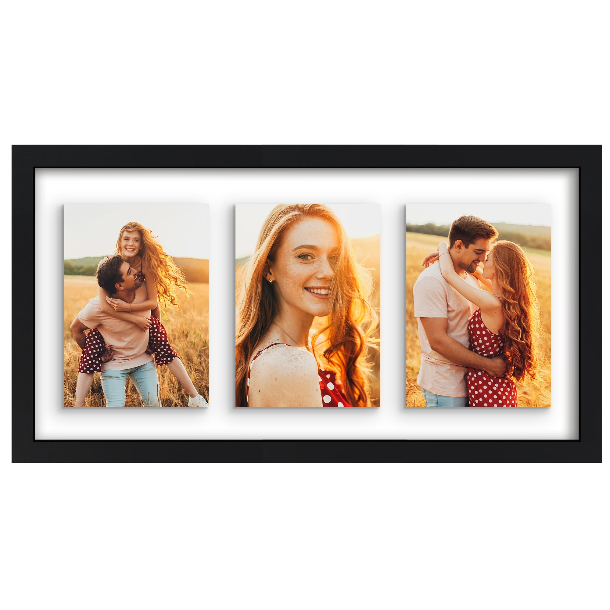 Americanflat Floating Collage Frame - Display Three 5x7 Photos - 10x20 ...