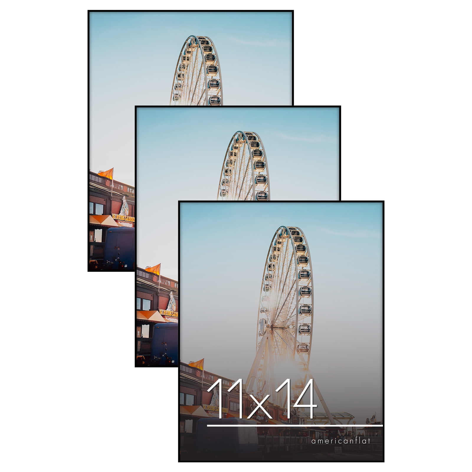 Americanflat Front Loading 11x14 Picture Frames in Black - Set of 3 ...