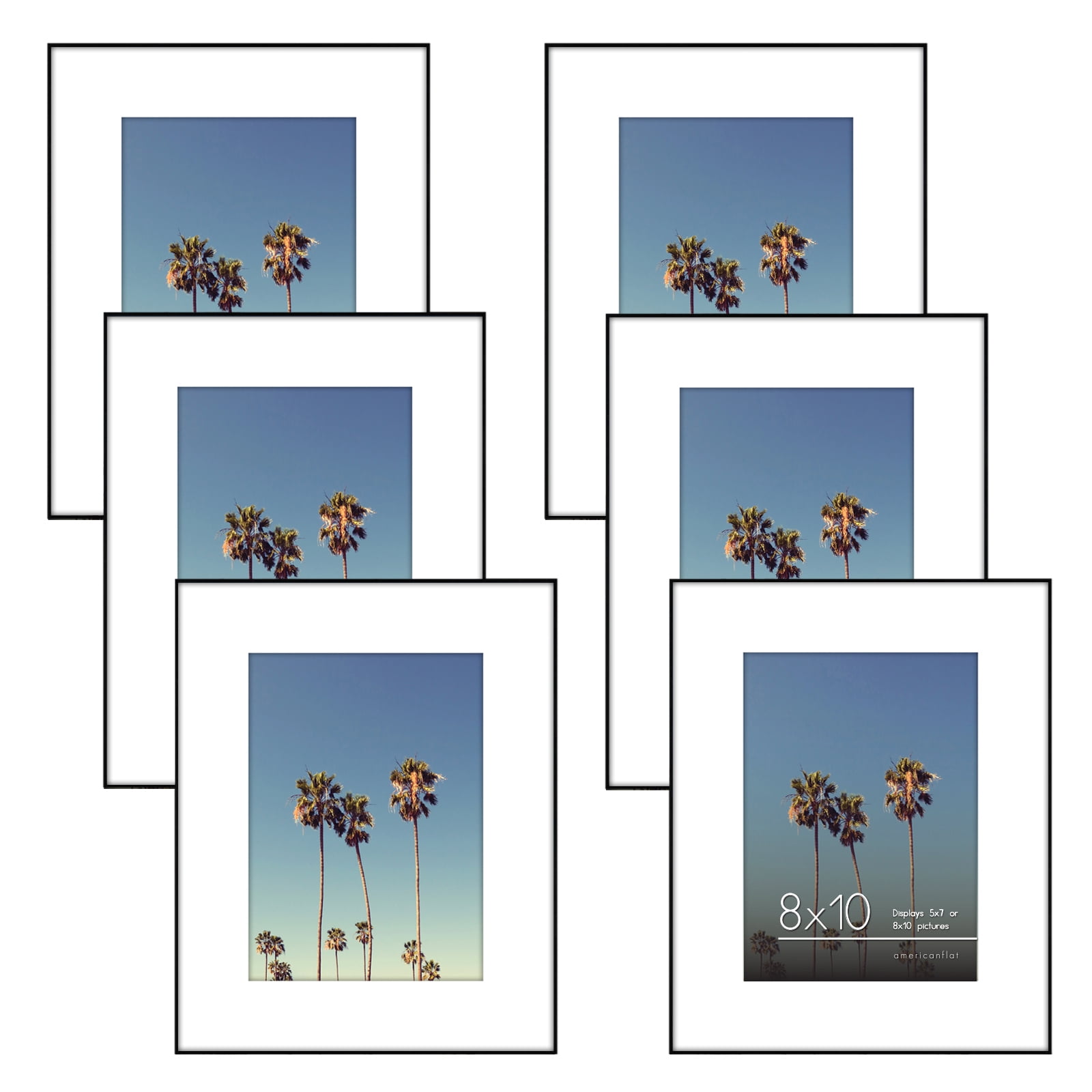 Americanflat Front Loading 8x10 Picture Frames 6 Pack in Black ...