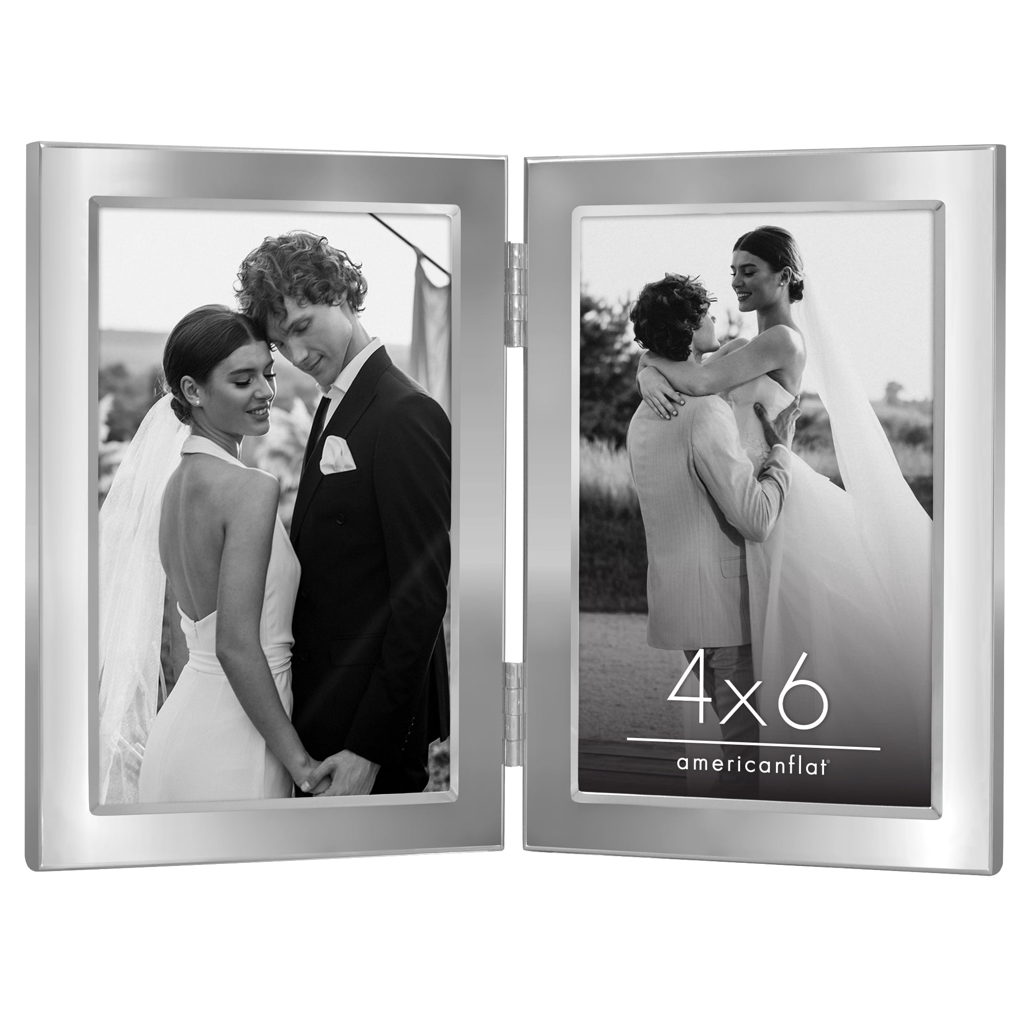 Americanflat Hinged 4"x6" Picture Frame with Wide, Beveled Molding and ...