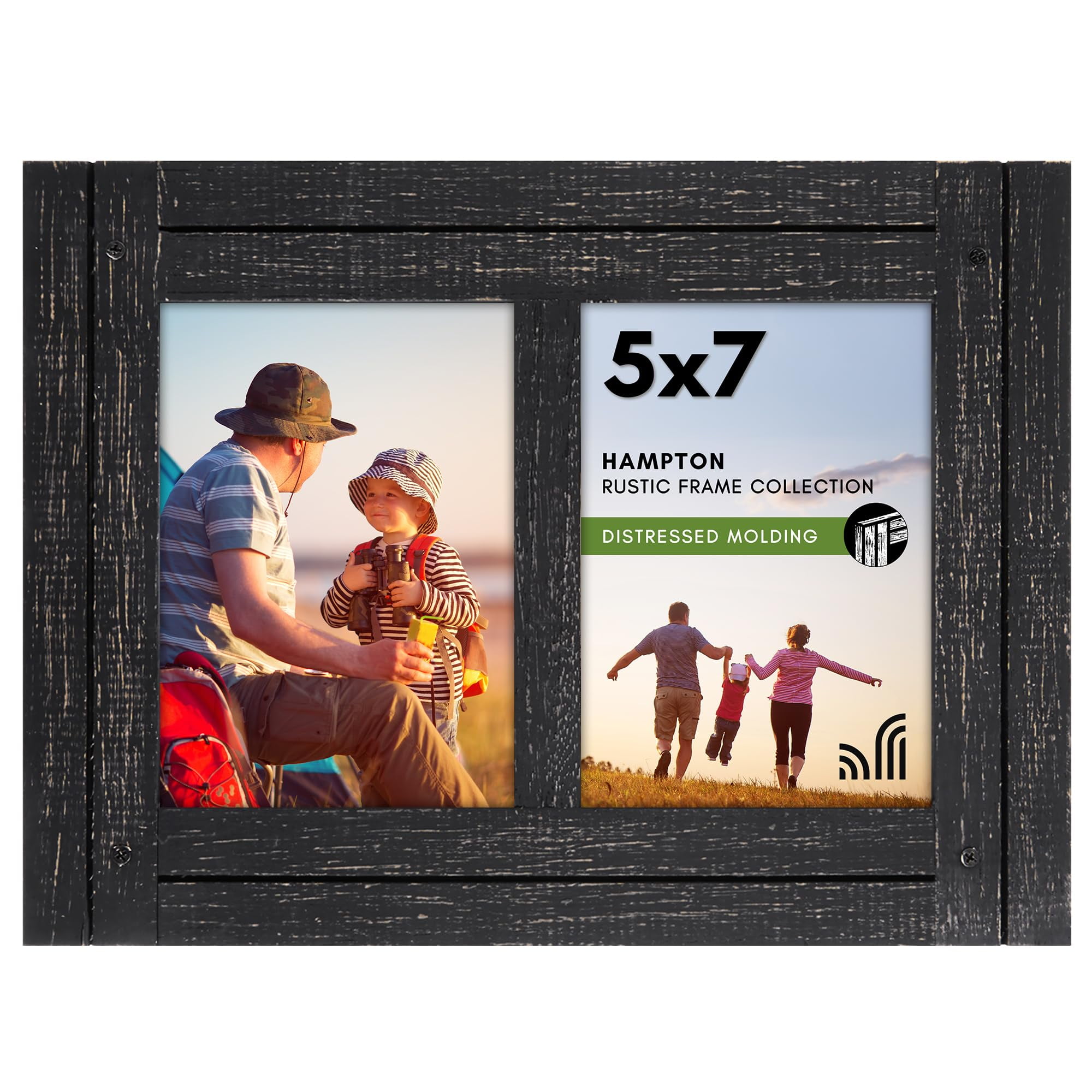 Americanflat Hinged 5x7 Double Picture Frame with 2 Photo Openings and ...