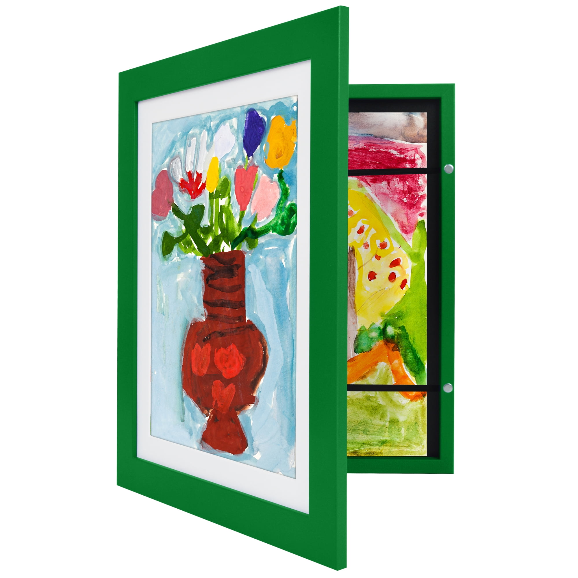 Americanflat 10x12.5 Kids Art Frame with 8.5x11 Mat Holds 100 Art ...
