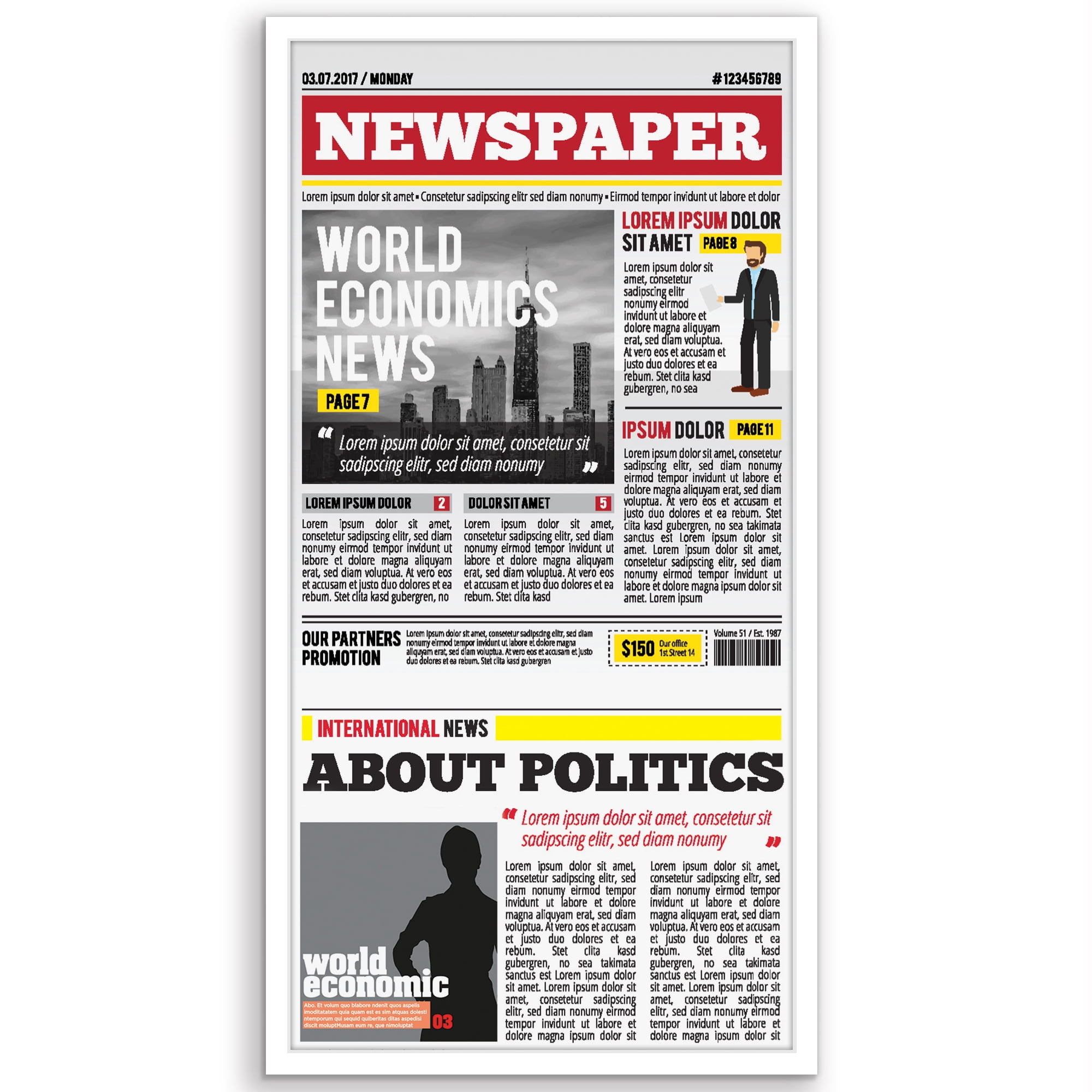 Americanflat Newspaper Frame - 11x22 Plexiglass Cover - White - Walmart.com