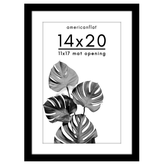 Americanflat Poster Frame 14x20 inches with 11x17 Mat - Black Wooden ...