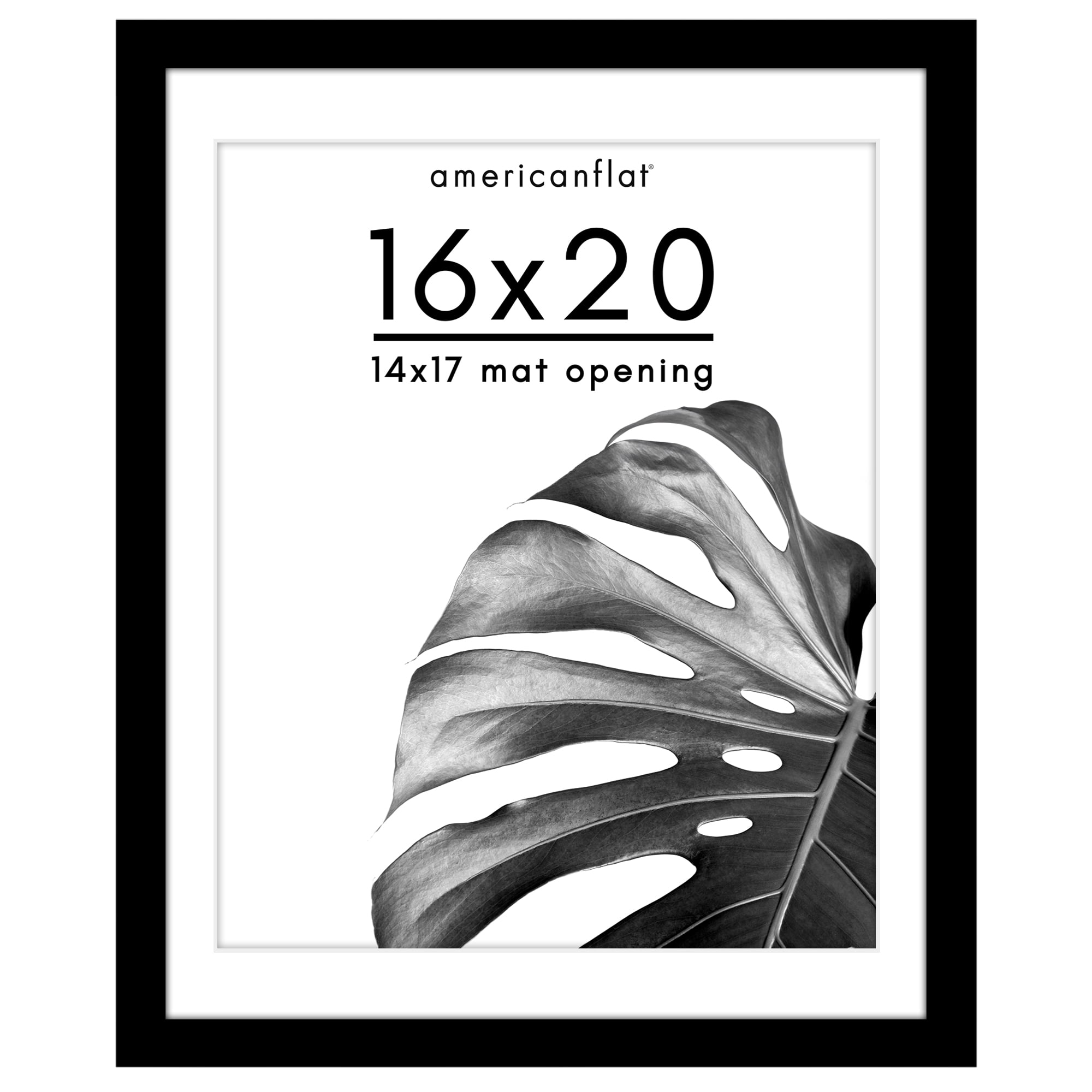 Americanflat 16x20 Poster Frame with 14x17 Mat Black Wooden Plexiglass ...