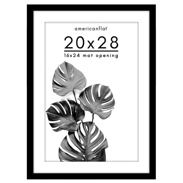 Americanflat Black Wooden Poster Frame 20x28 with 16x24 Mat, Plexiglass ...