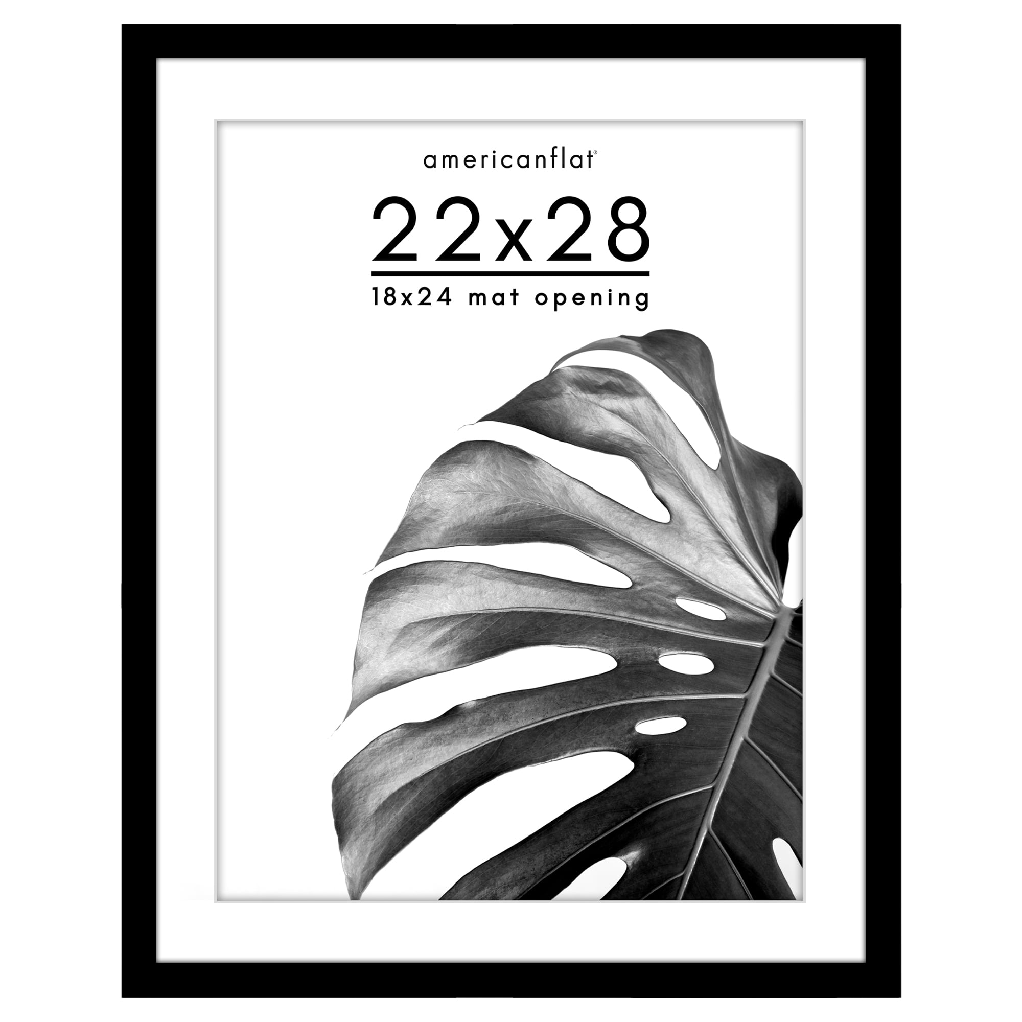 Americanflat Poster Frame 22x28 inches with 18x24 Mat - Black Wooden ...