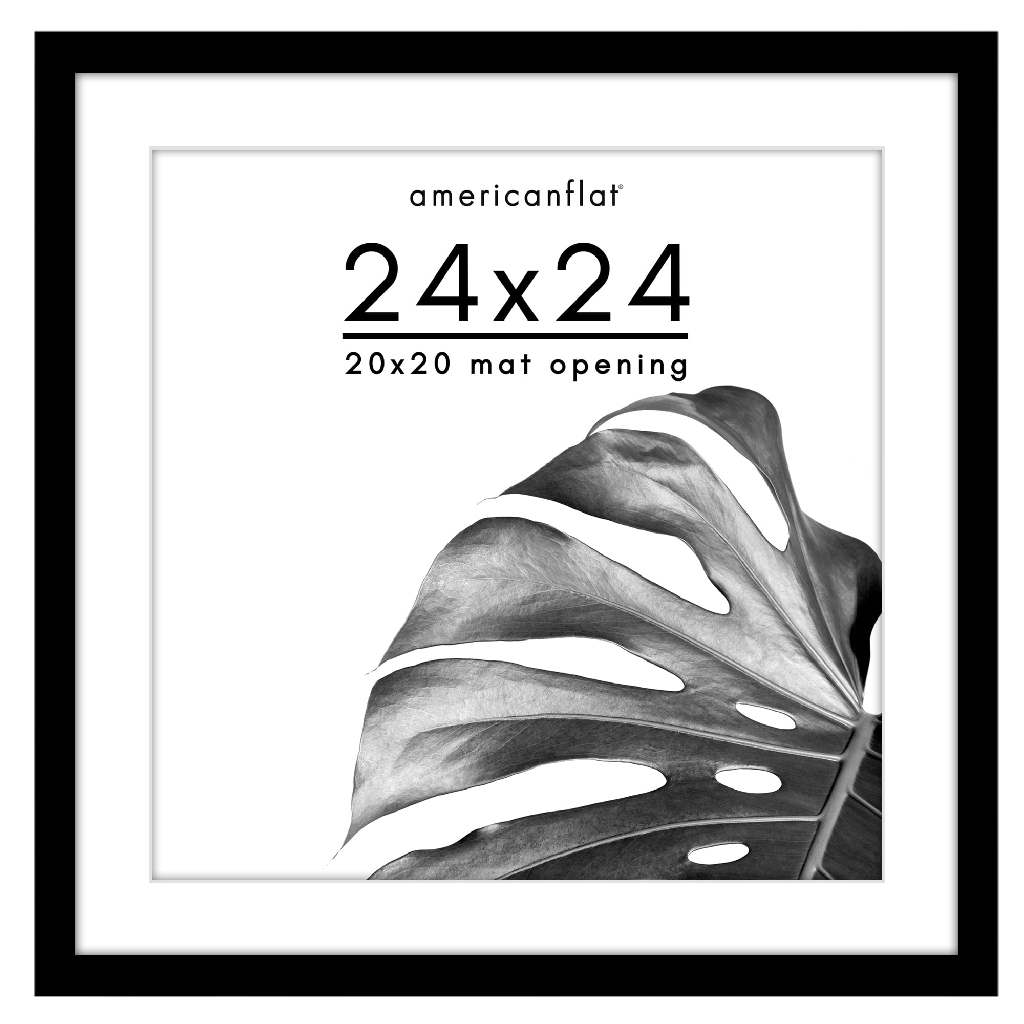 Americanflat Poster Frame 24x24 inches with 20x20 Mat - Black Wooden ...