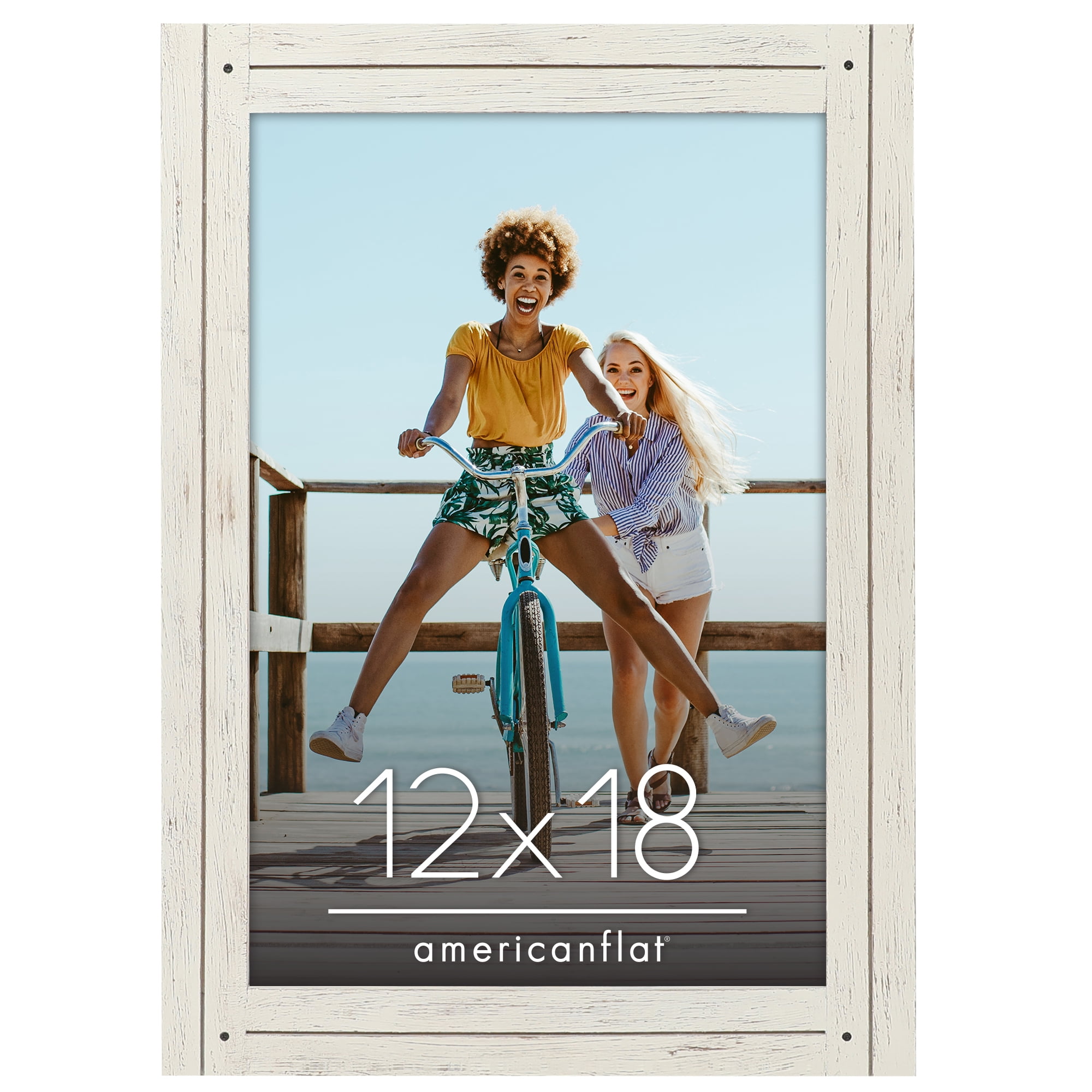Americanflat Rustic Farmhouse Picture Frame 12x18 White Distressed Wood ...