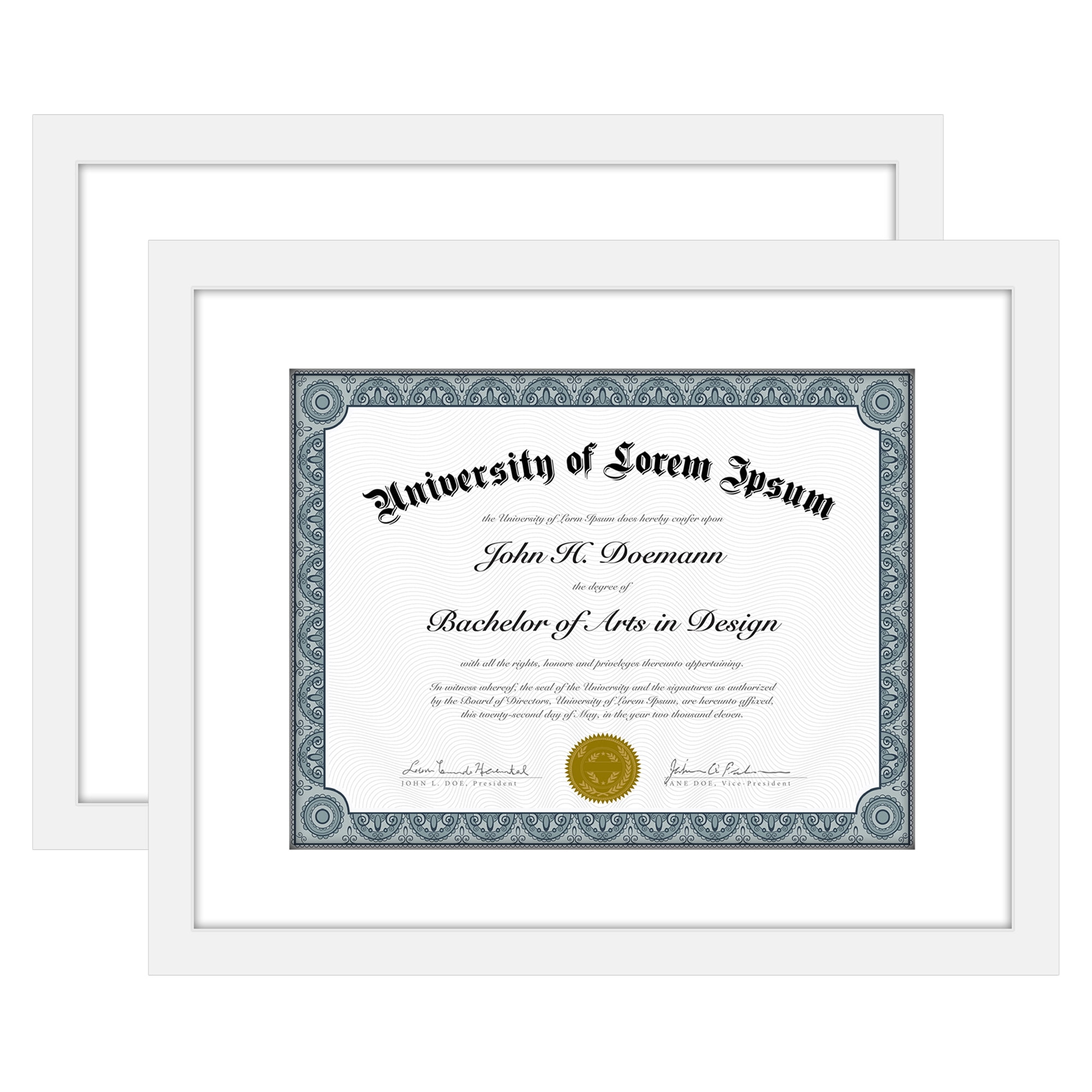 Americanflat Set of 2 Diploma Frame - 11x14 with 8.5x11 Mat for Diploma ...