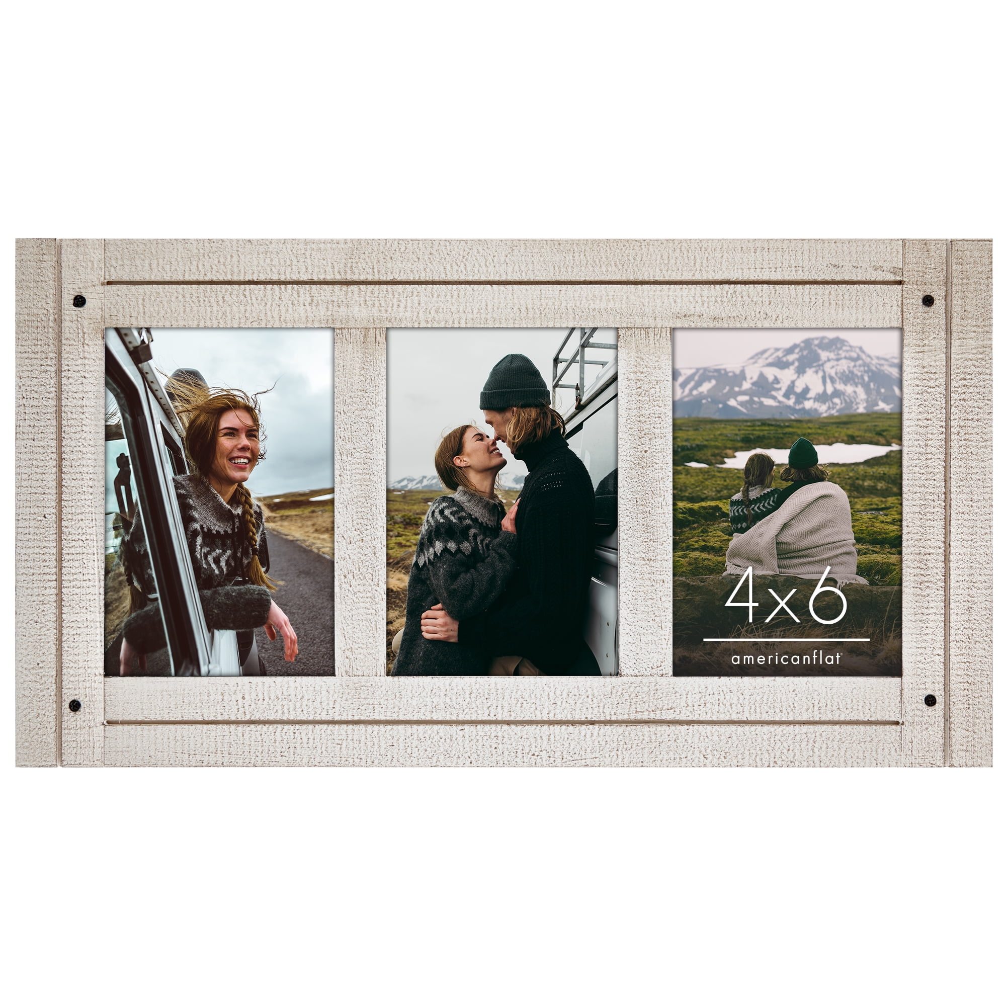 Americanflat Tri-Photo Frame - Rustic 4 x 6 Collage Frame - Walmart.com