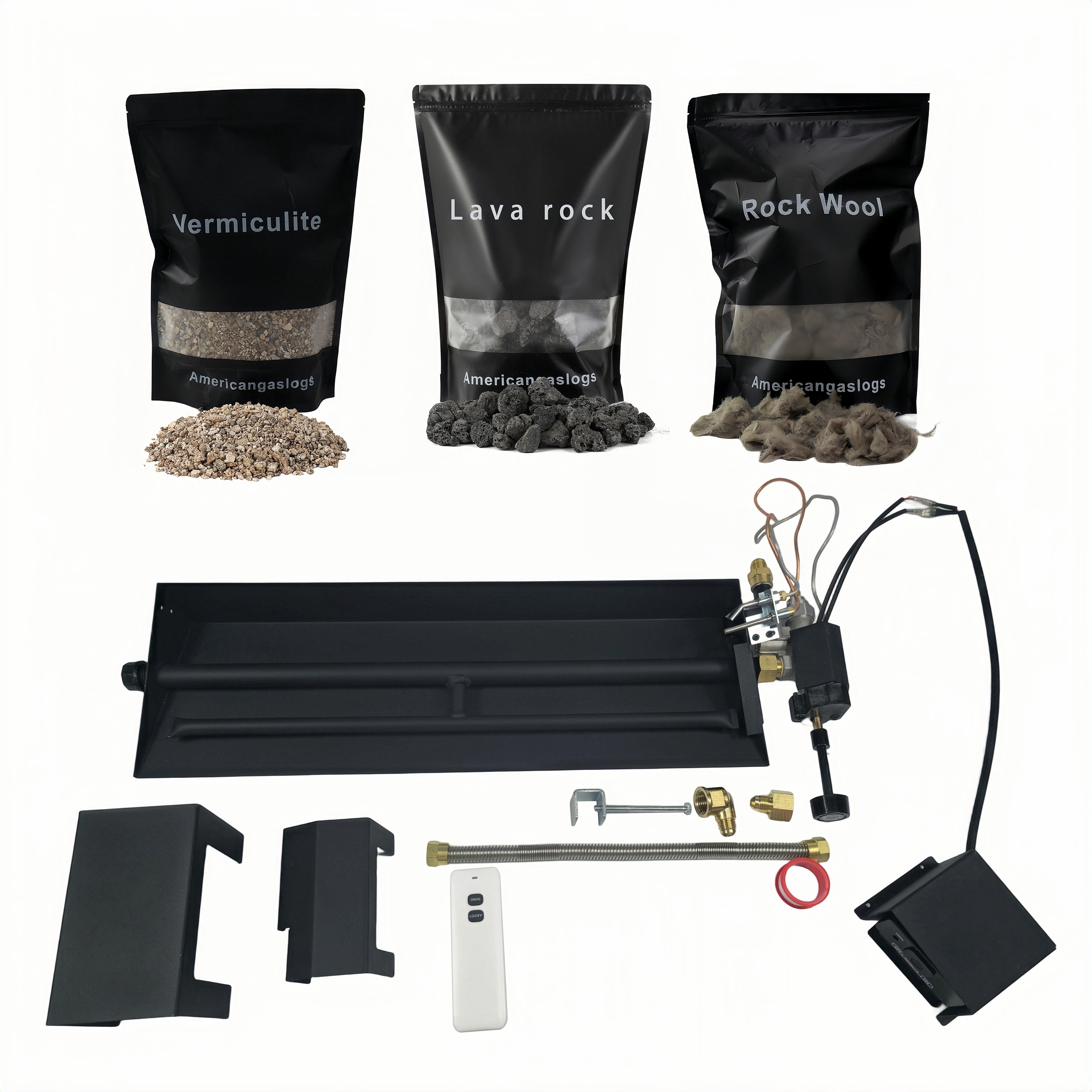 Americangaslogs 15–28 inch Vented Gas Logs Set with iron Burner Pan and ...