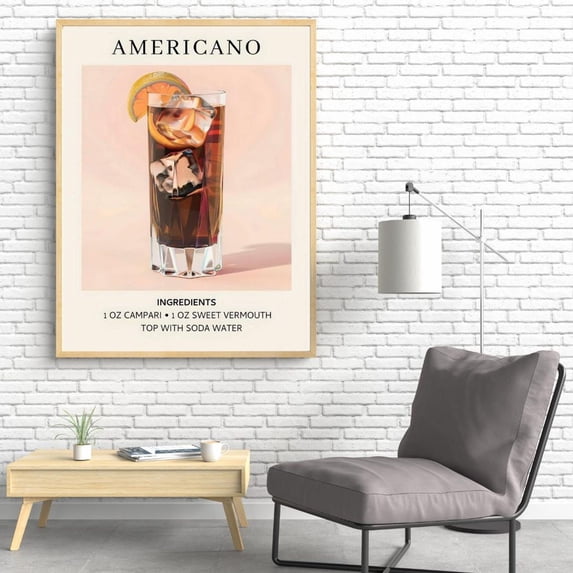 Americano Cocktail Recipe Art Print, Unframed Paper Poster 24x36in ...