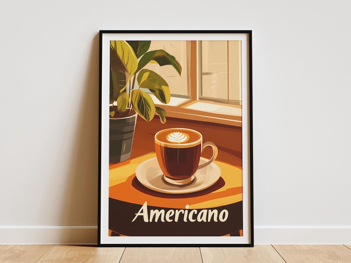 Americano Coffee Latte Art Coffee Shop Wall Art Cafe Decor Lover ...