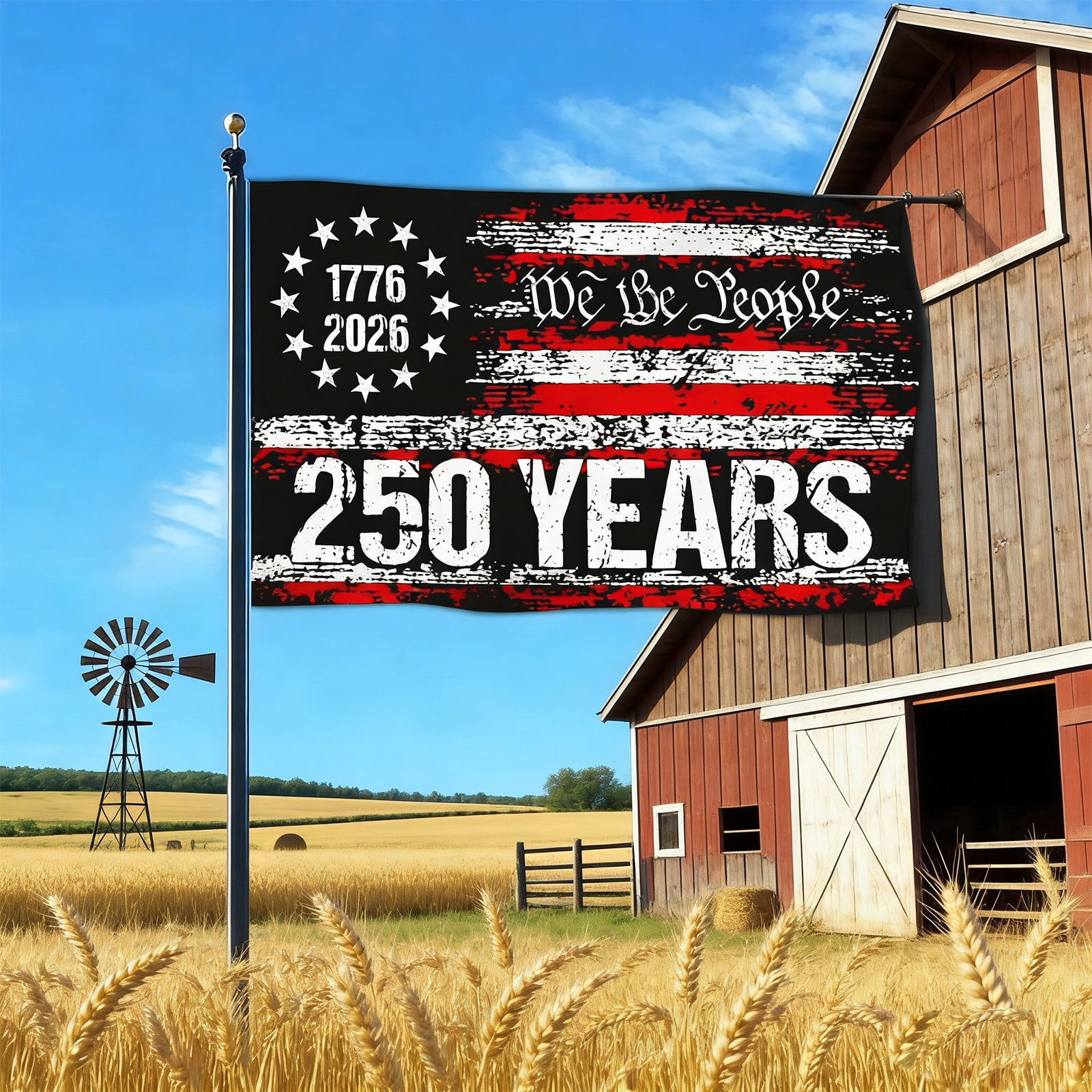 Americans 250th Anniversary Flag 1776-2026 Betsy Ross Style 13-Star ...