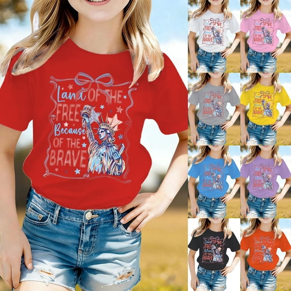 Americas 250Th Birthday Shirt Girls Patriotic Holiday Graphic Tee ...