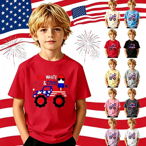 Americas 250Th Birthday Shirt Kids Independence Day Patriotic Vehicle ...