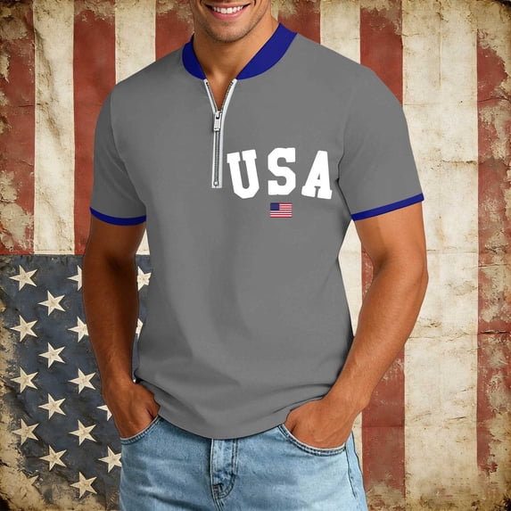 Americas 250Th Birthday Shirt Men's Patriotic Graphic Half Zip Short ...