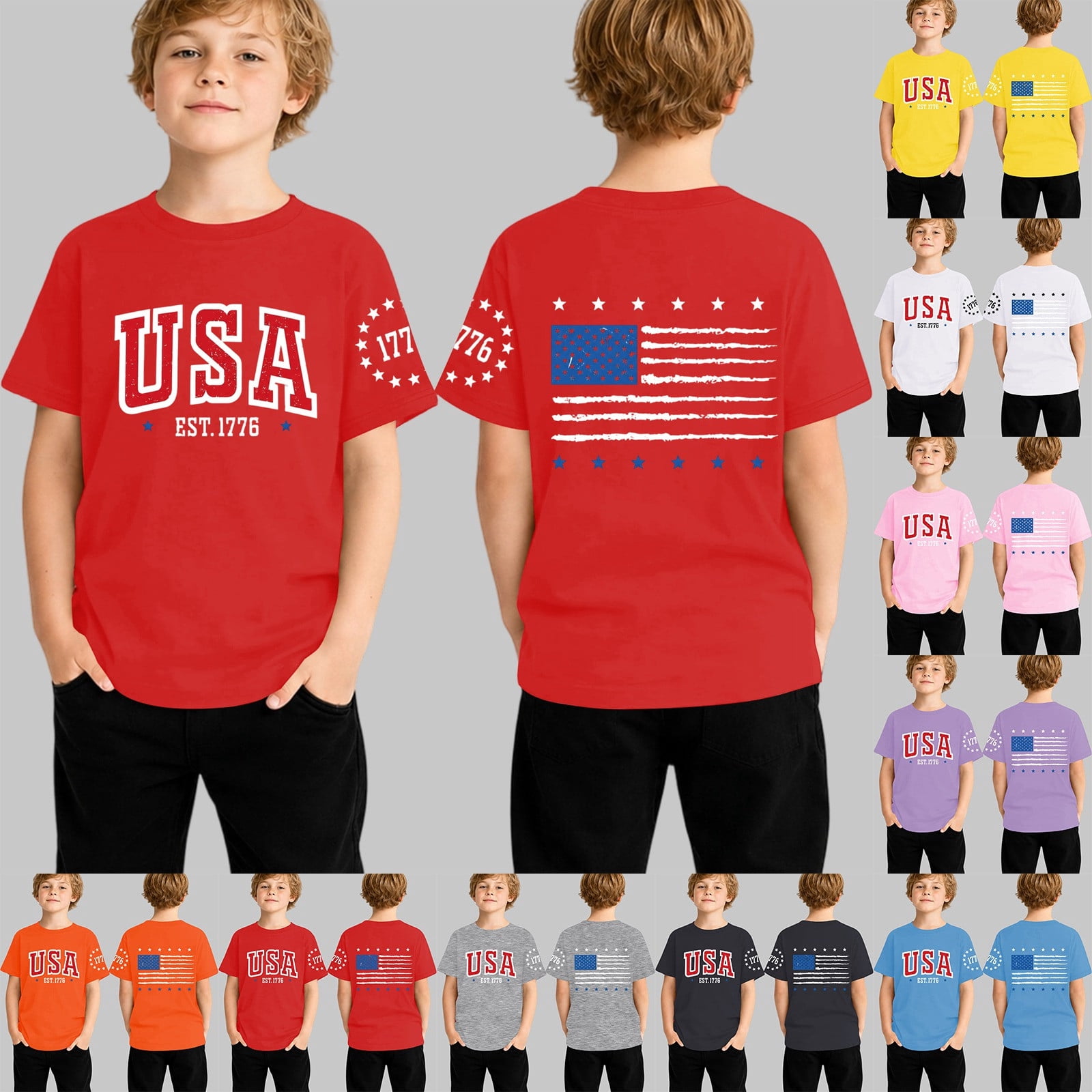Americas 250Th Commemorative Printed Crewneck Short Sleeve Casual T ...