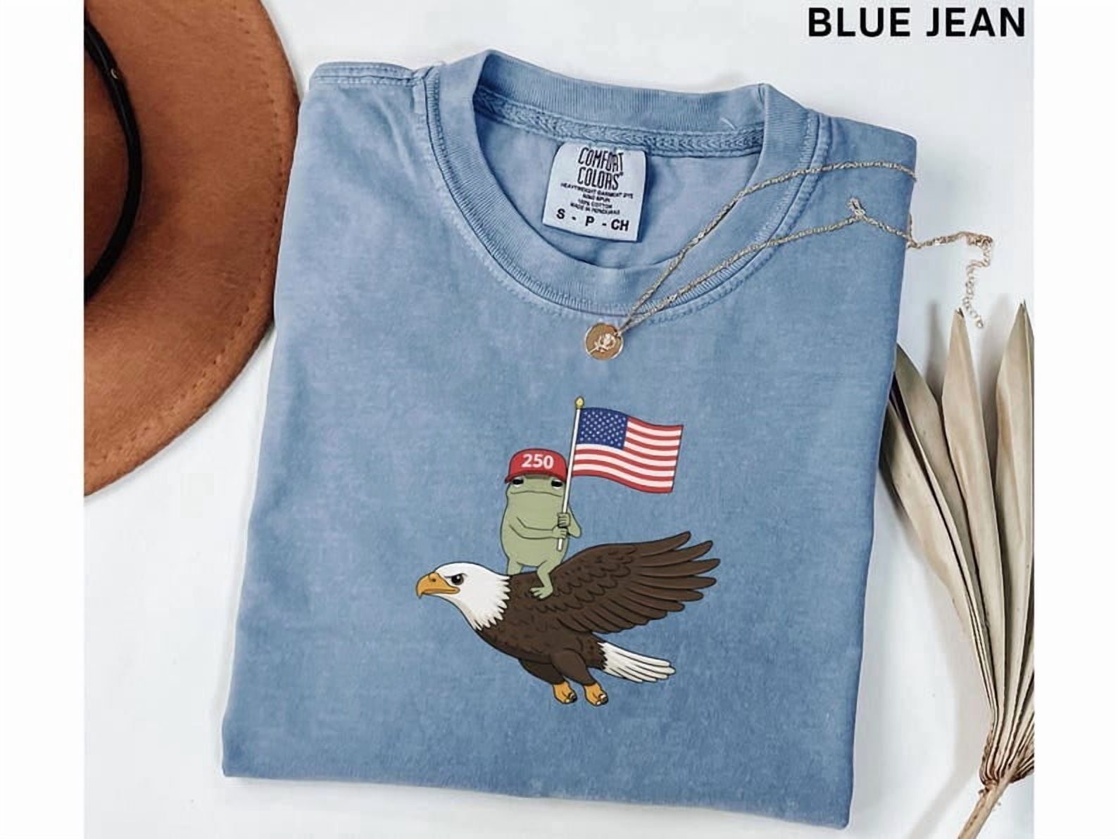 Americas 250th Birthday Funny Frog Shirt, Flying Eagle USA Tee, Animal ...
