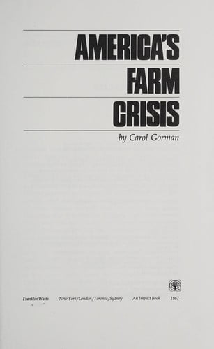 Pre-Owned Americas Farm Crisis Impact Library Binding Carol Gorman ...